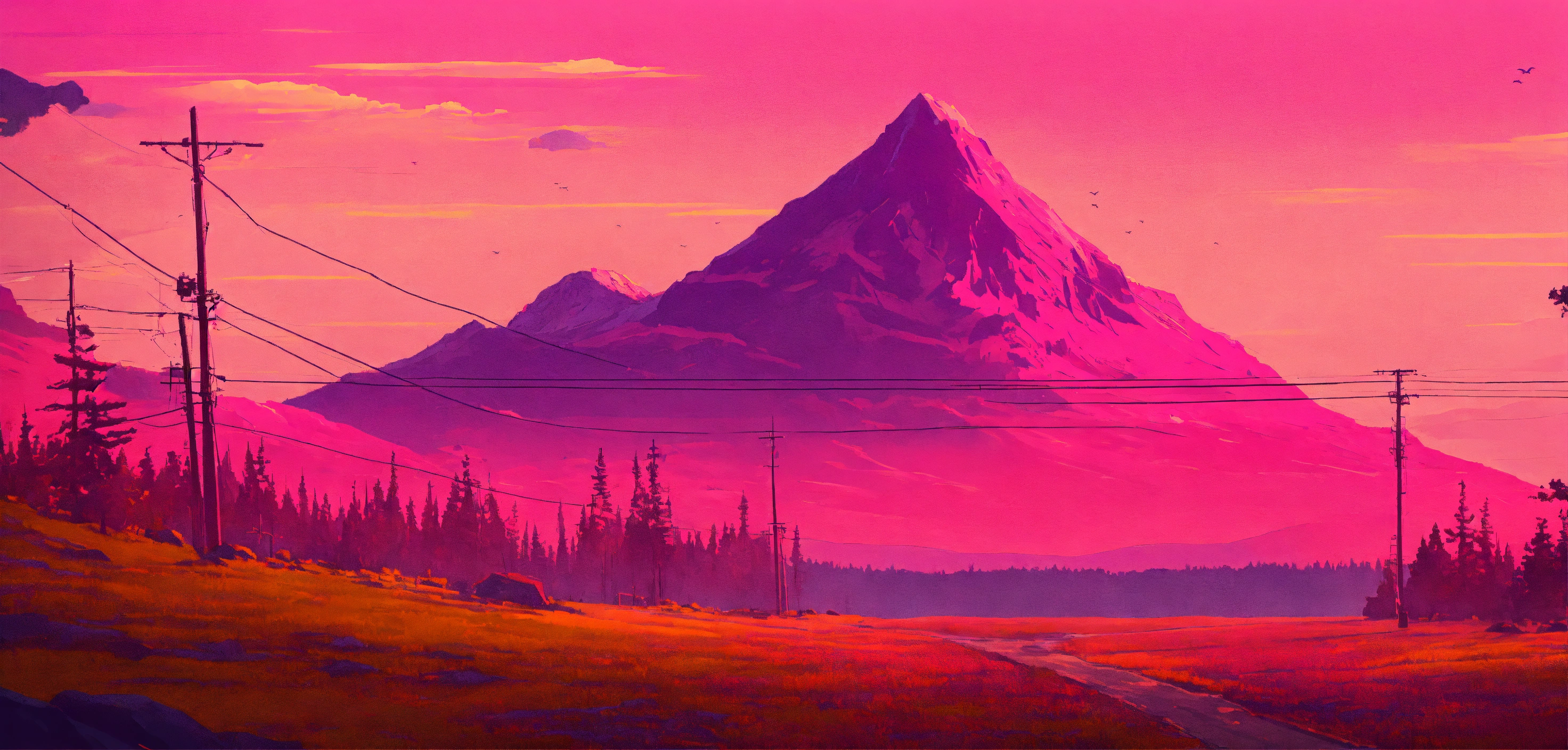 Lexica - Epic lo fi landscape, pink hue