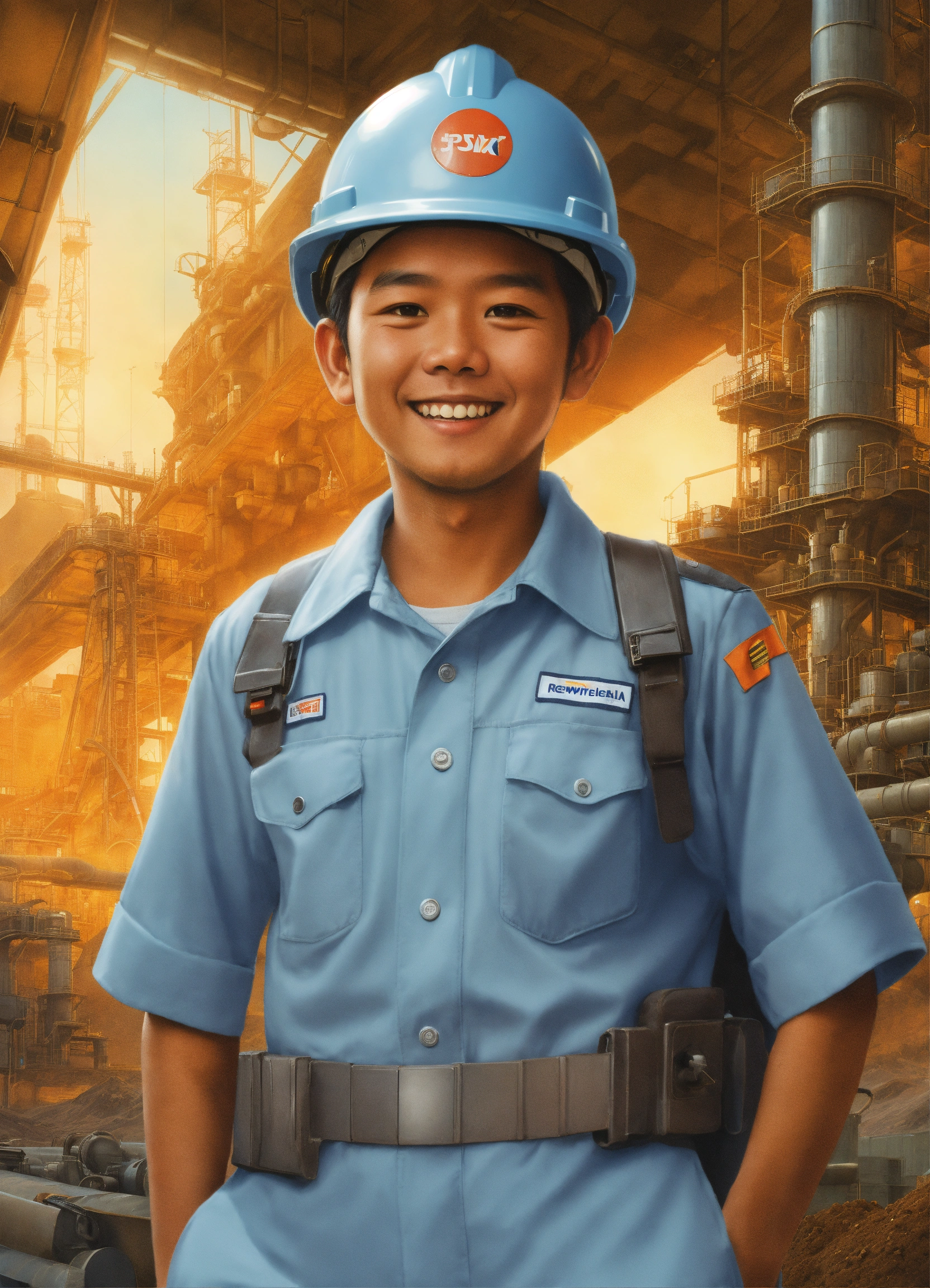 Lexica - Technical officer wearing light blue engineering uniform ...