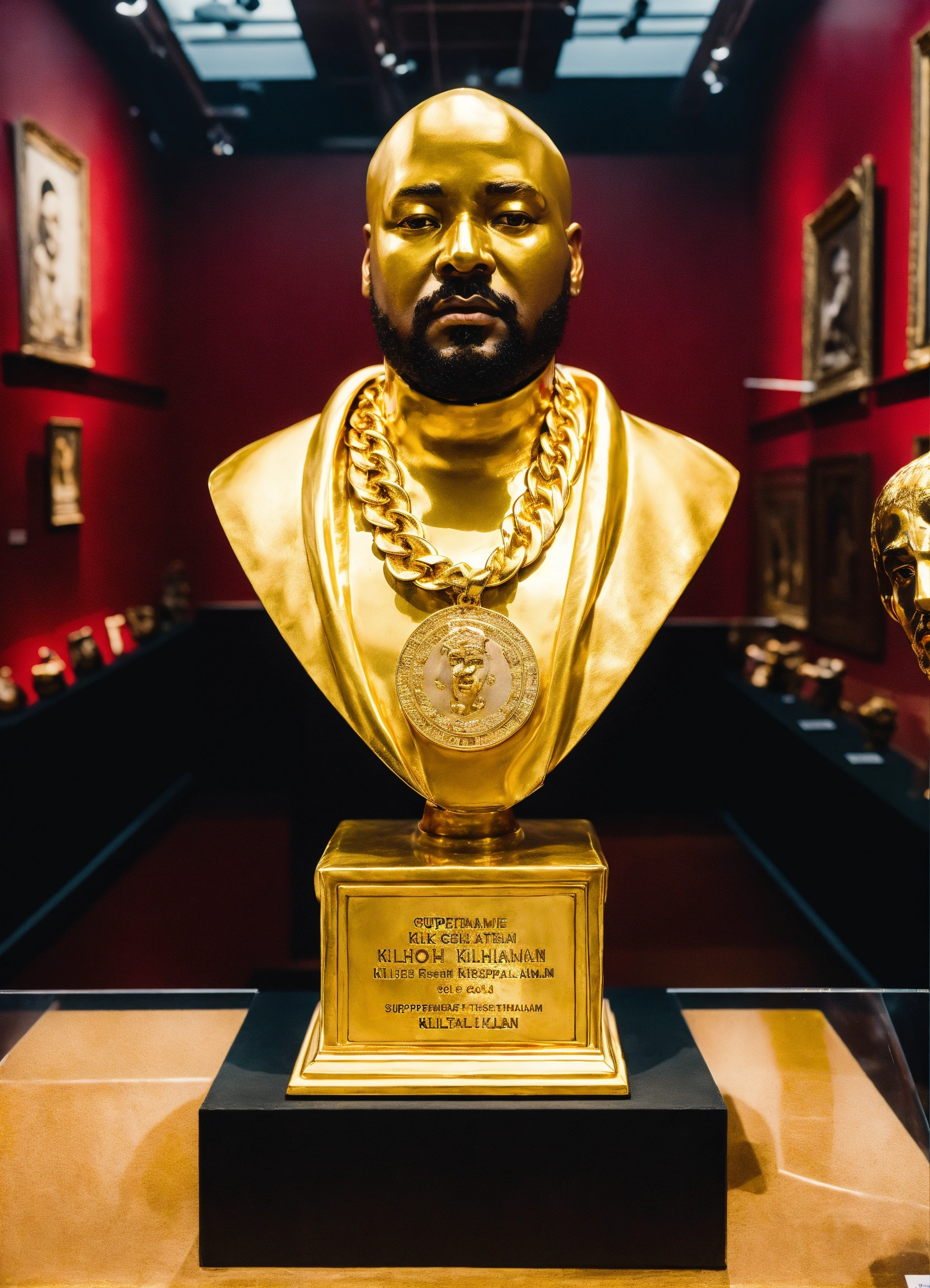 Lexica - A gold bust of the rapper Ghostface Killah in a museum with ...