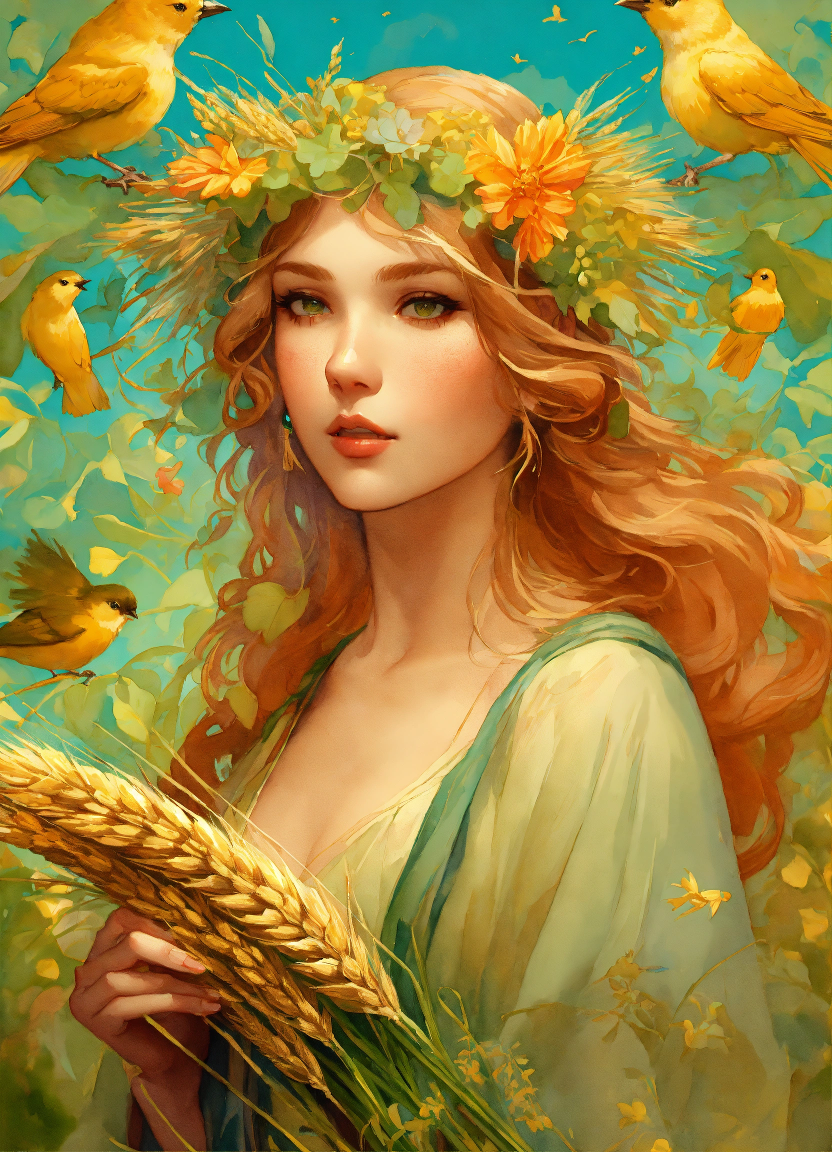 Lexica - Seasons. woman as fairytale goddess of summer, beautiful ...