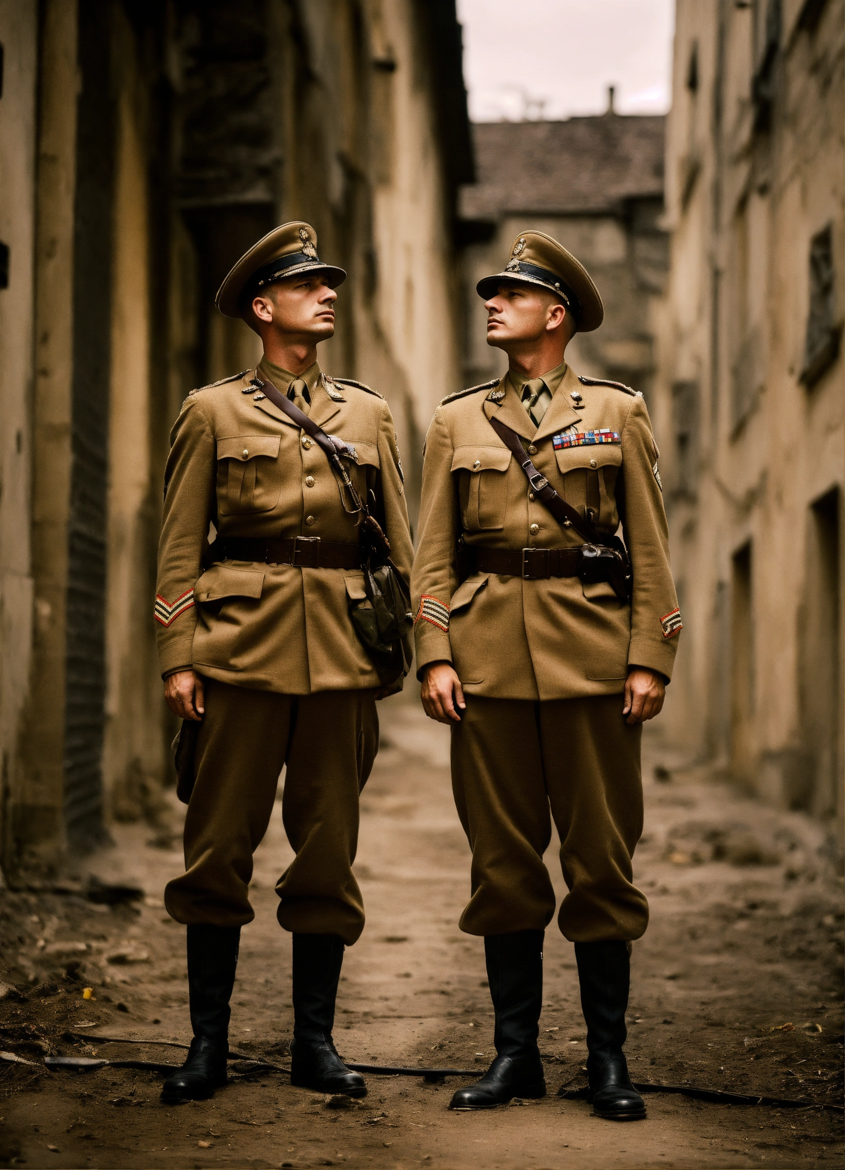 Lexica - World war 2 soldiers looking up full body