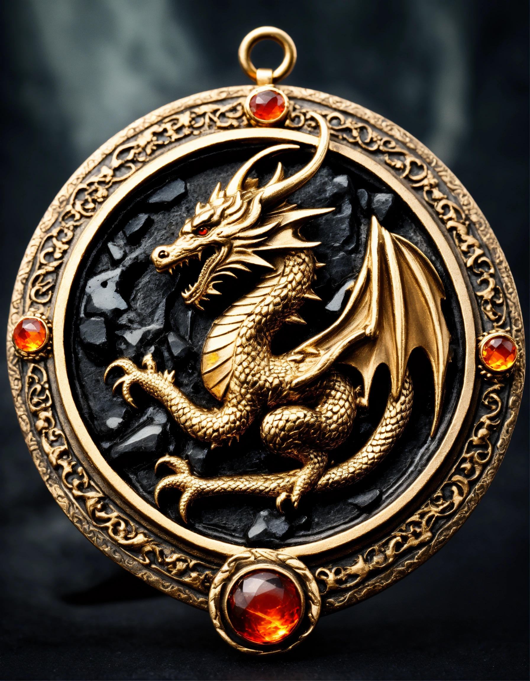 Lexica - European dragon on a medallion with a sun, amulet, jewelry ...