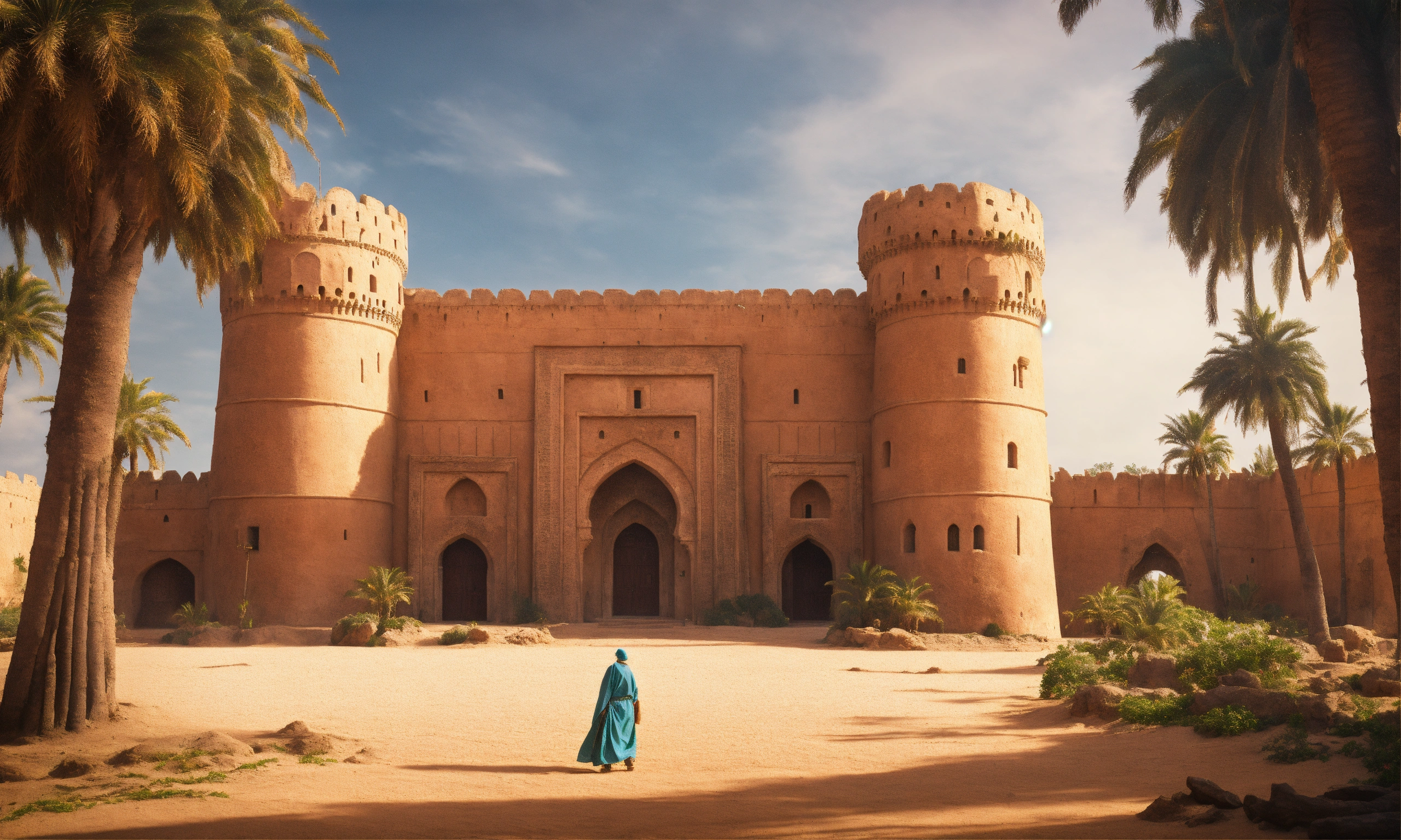 Lexica - A saharian castle made into a oasis. Palms all around the ...