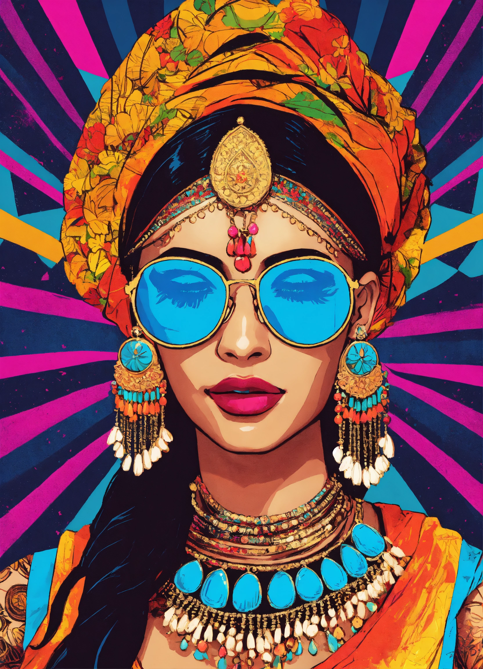 Lexica - Illustration of an Indian Girl wearing an ethnic dress. With ...