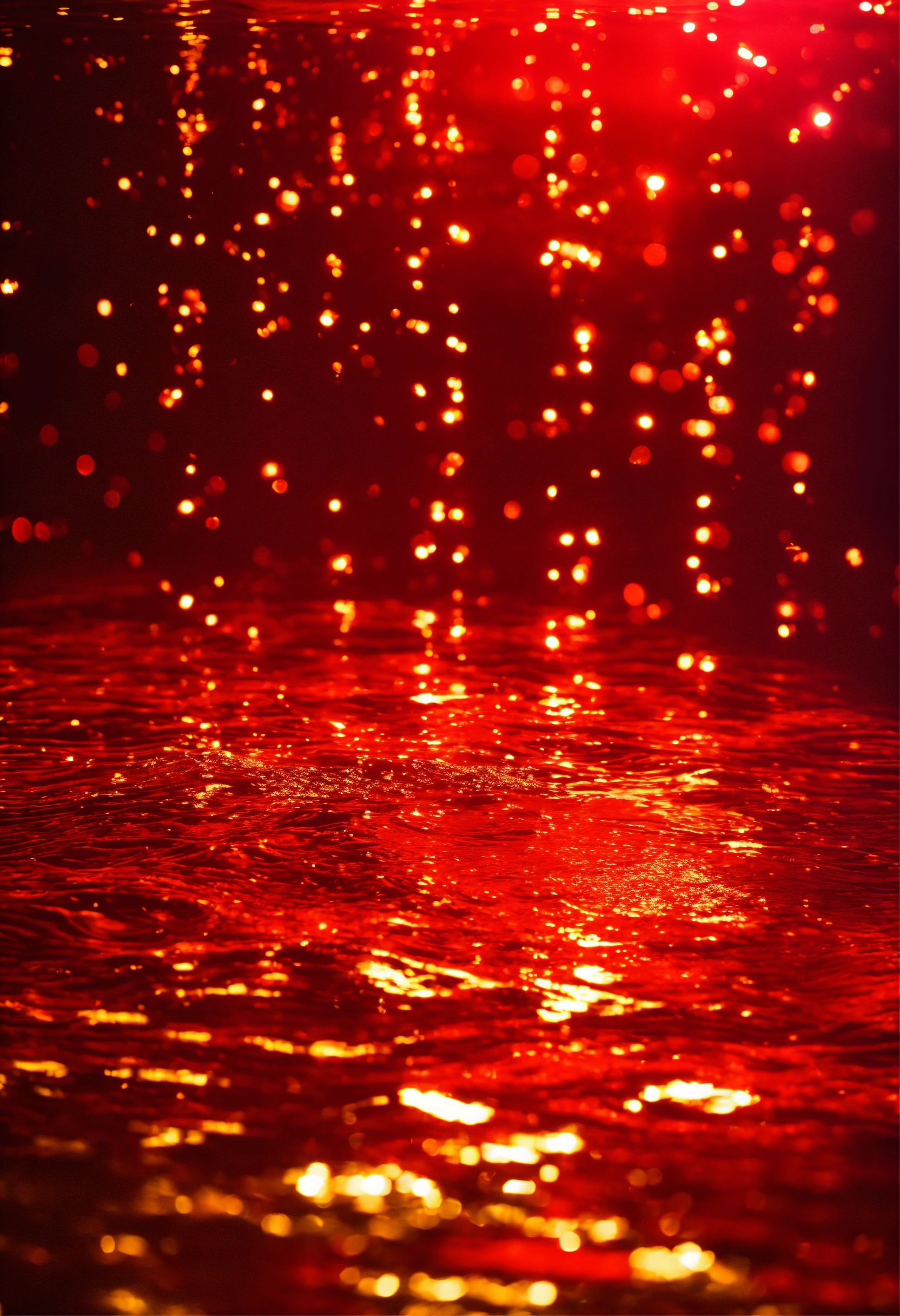 Lexica - Simple red water background, water lights, add gold sparkling ...