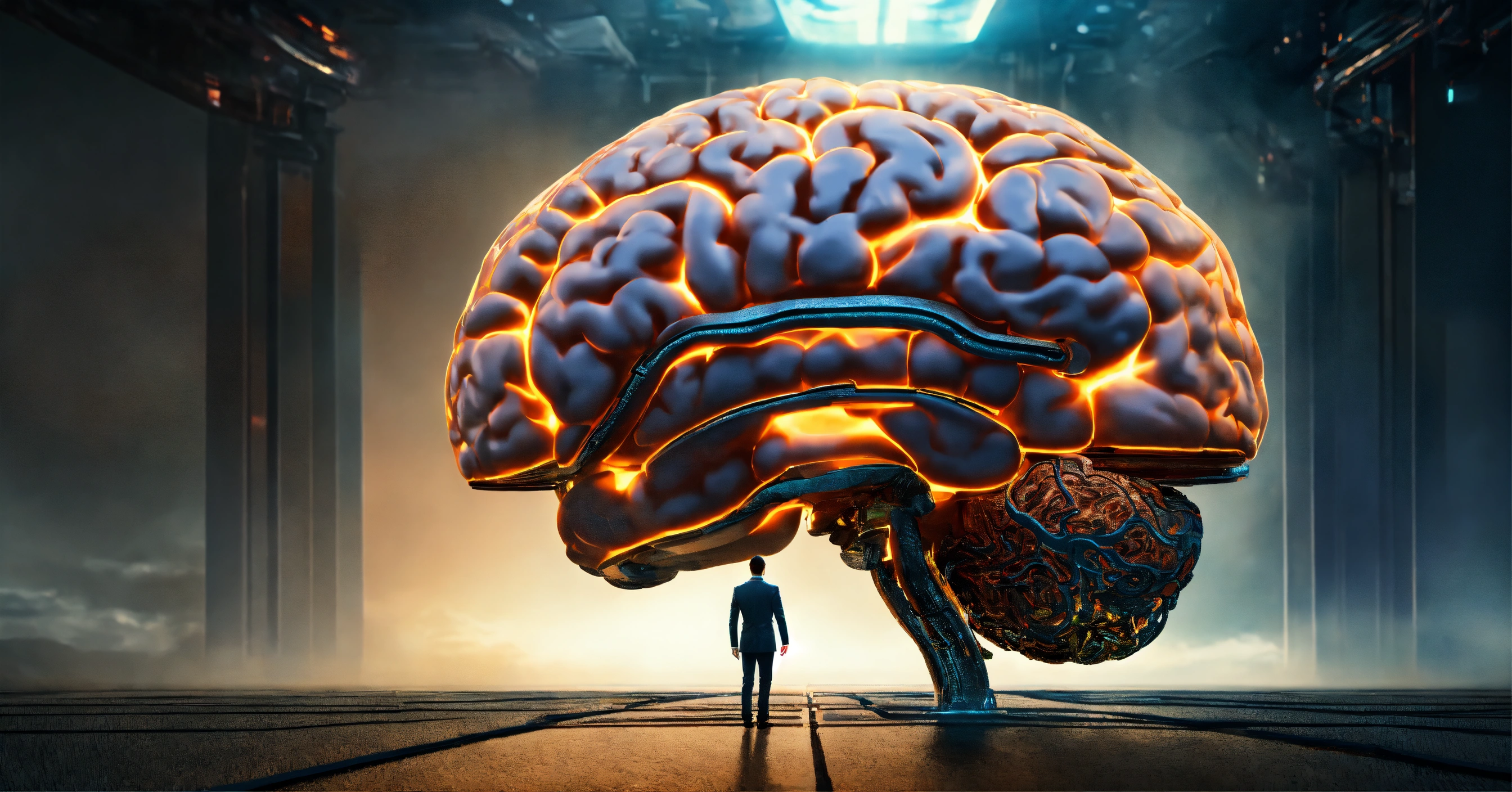 Lexica - Human brain with an AI god holding it hovering above the AI ...