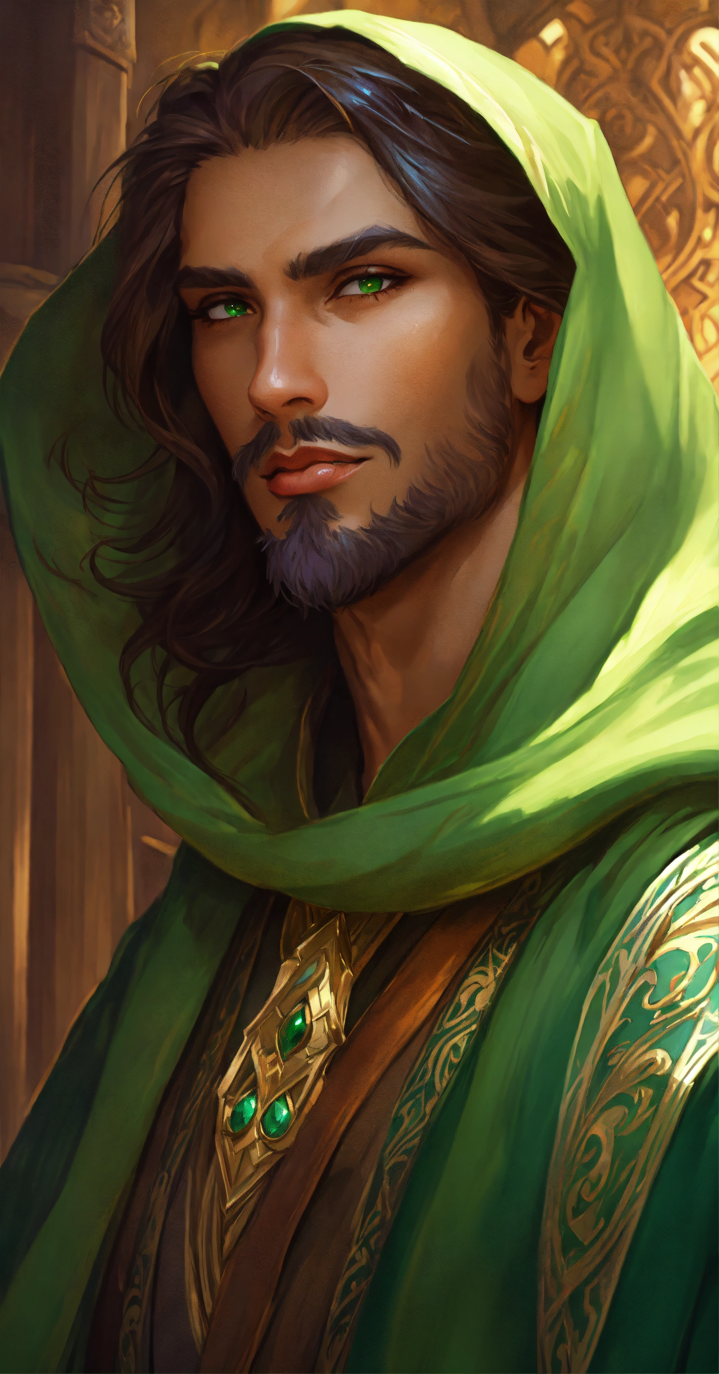 Lexica - Persian Male Elf Wizard with magical staff, high cheekbones ...