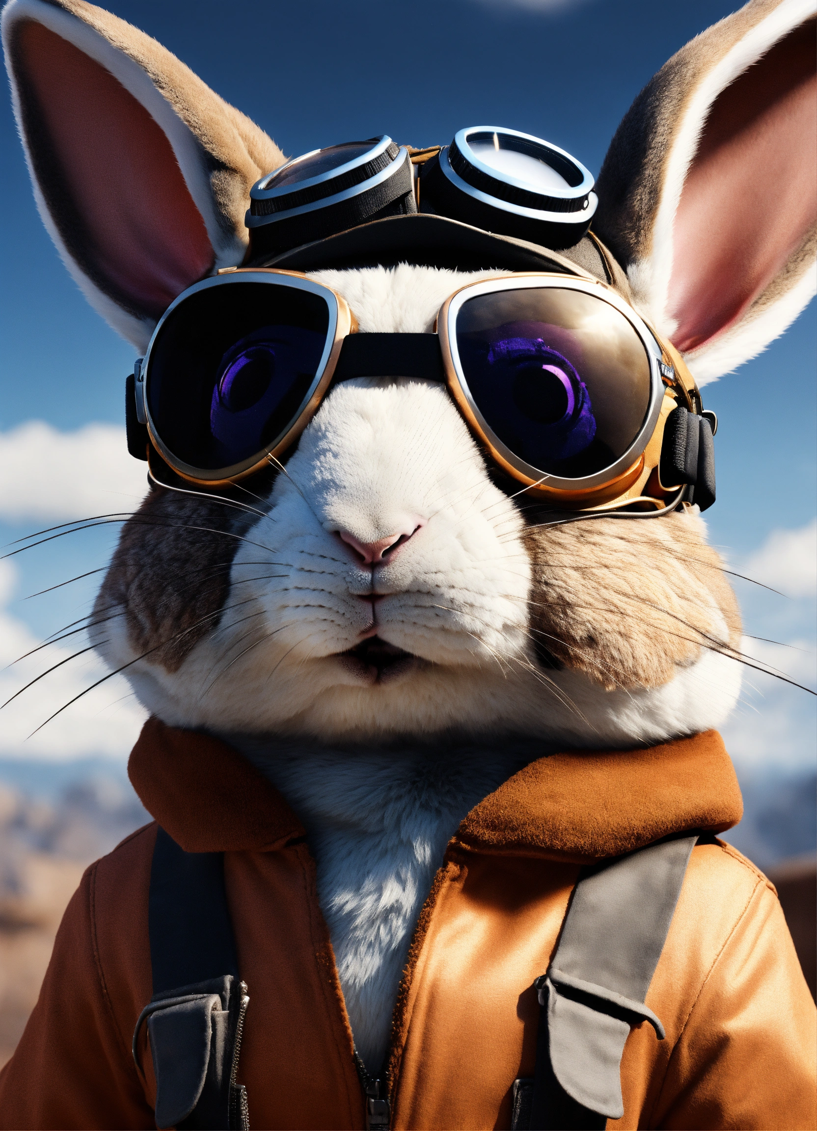 Lexica - A rabbit wearing aviator goggles, unreal engine
