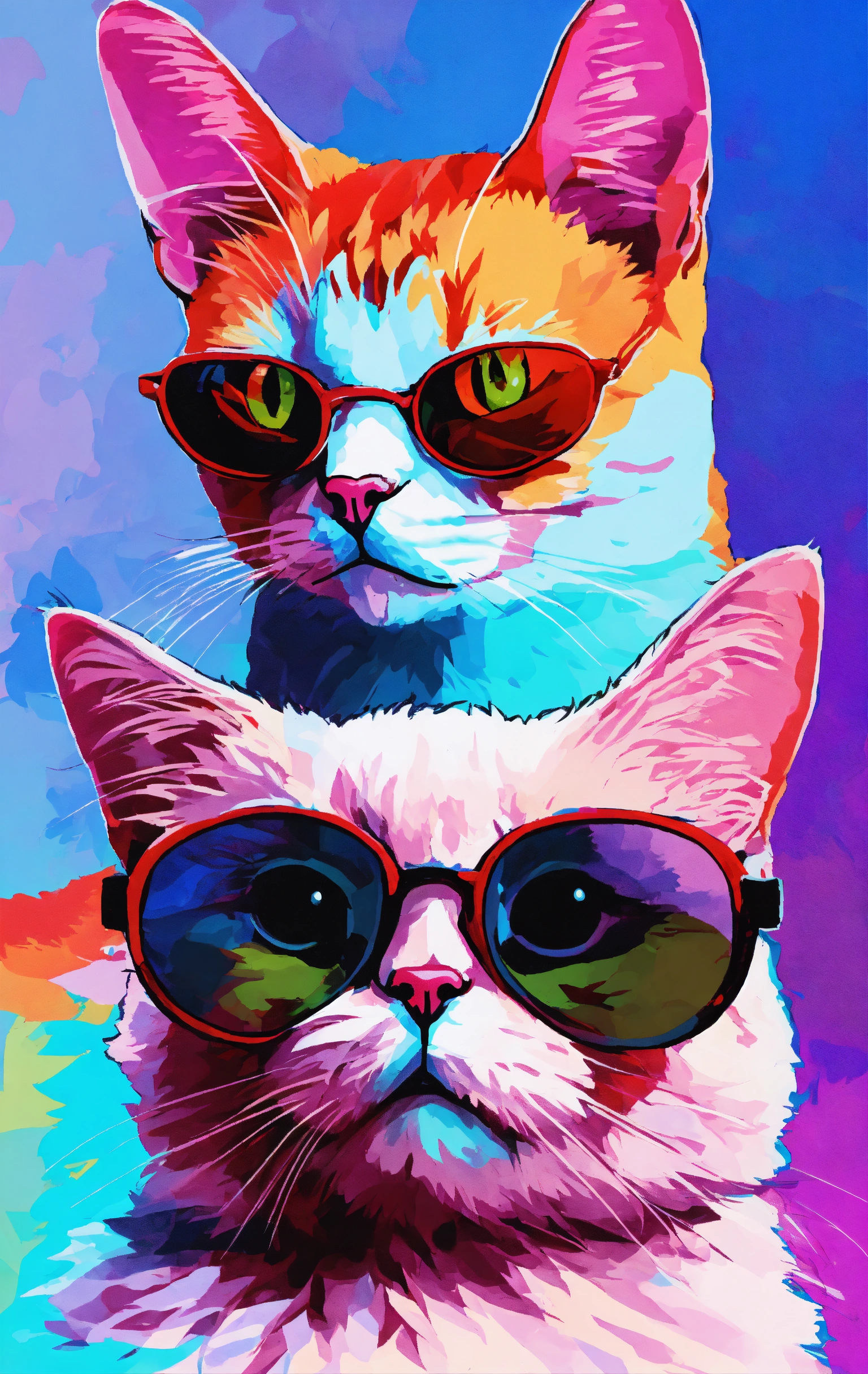 Lexica - A red blue cat-lifeguard in pop art style