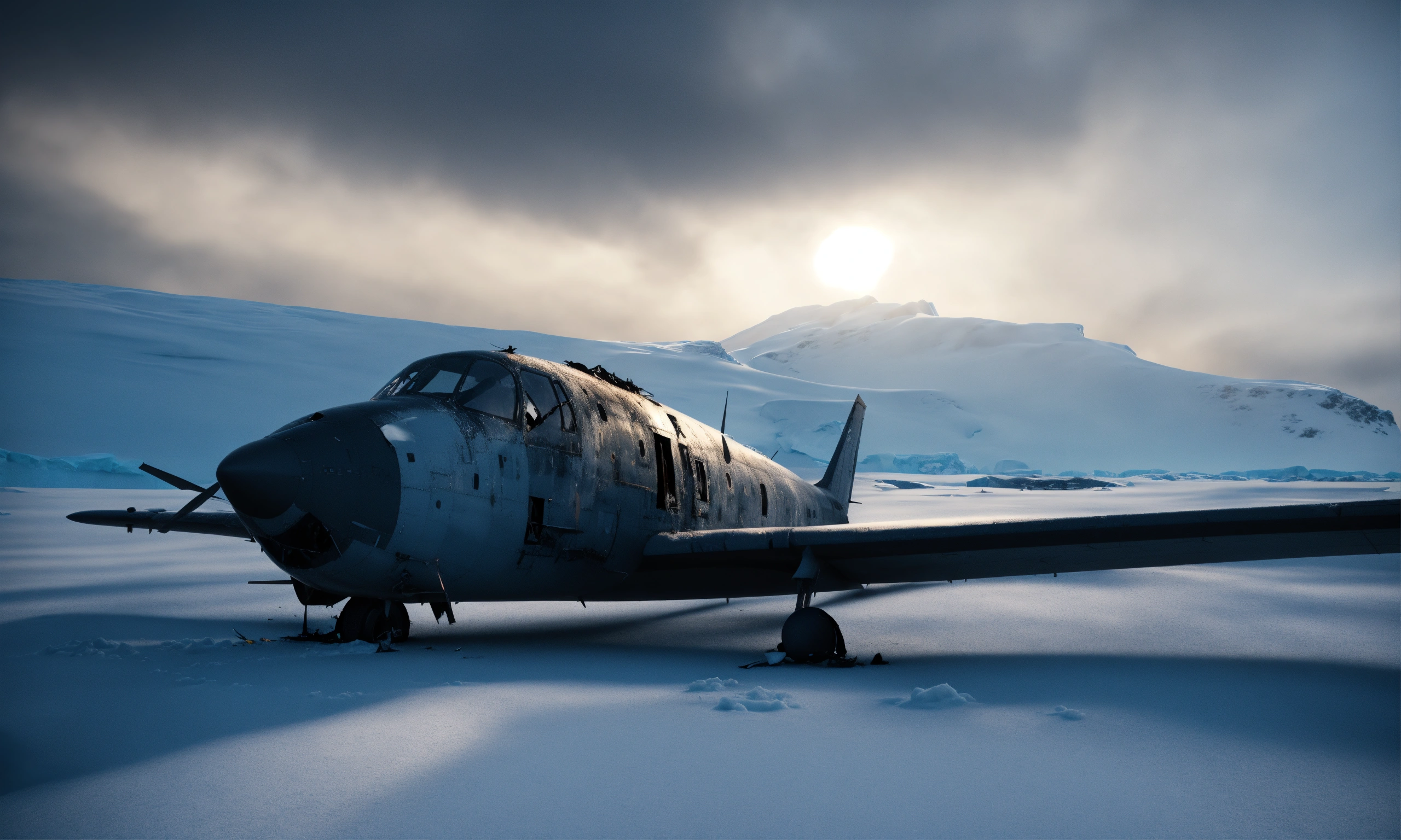 Lexica - Ghost-pilot sitting near crashed plane in Antarctica. Many ...