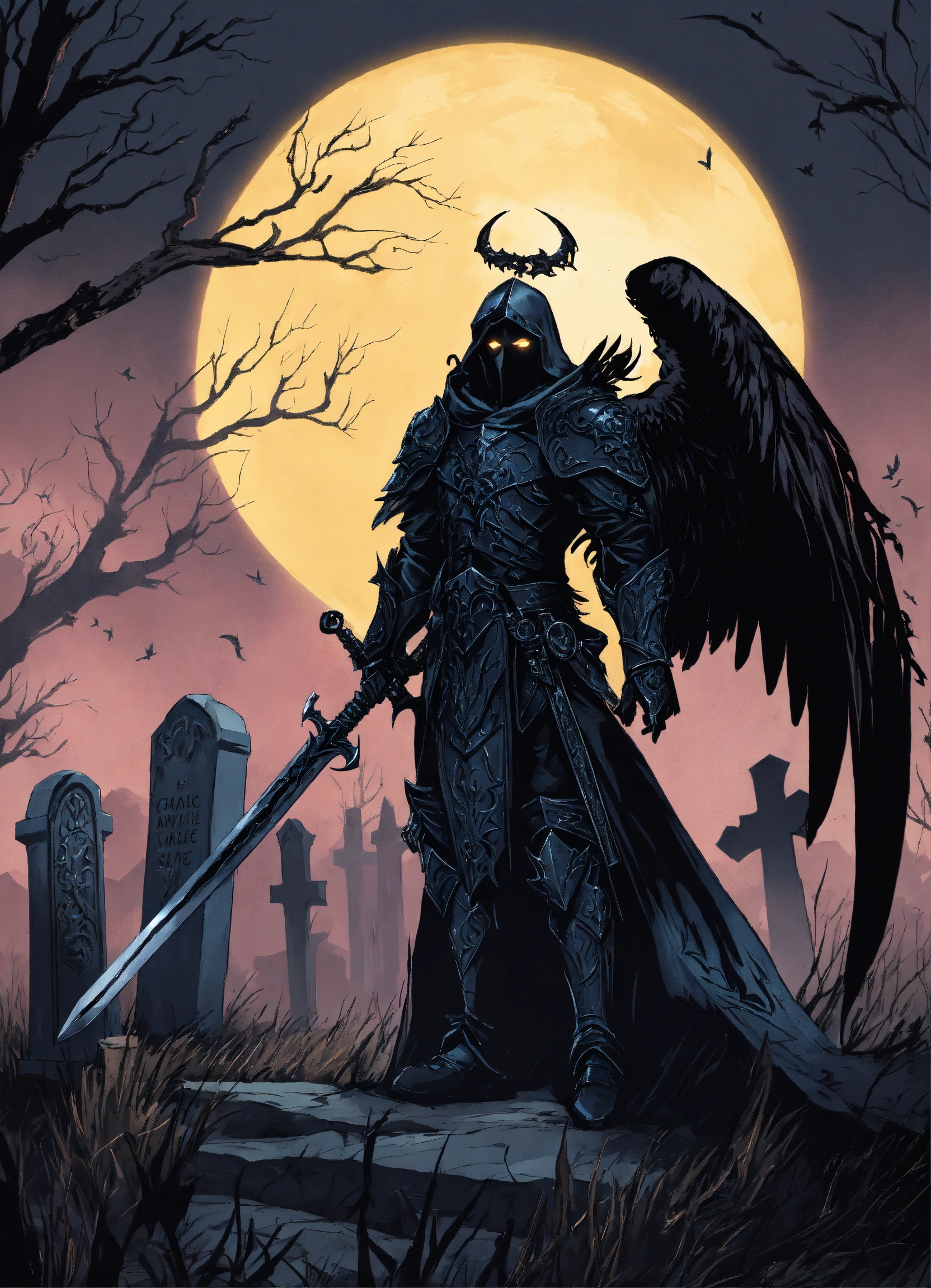 Lexica - Angel Slayer, cartoonish style illustration digital art, dark ...