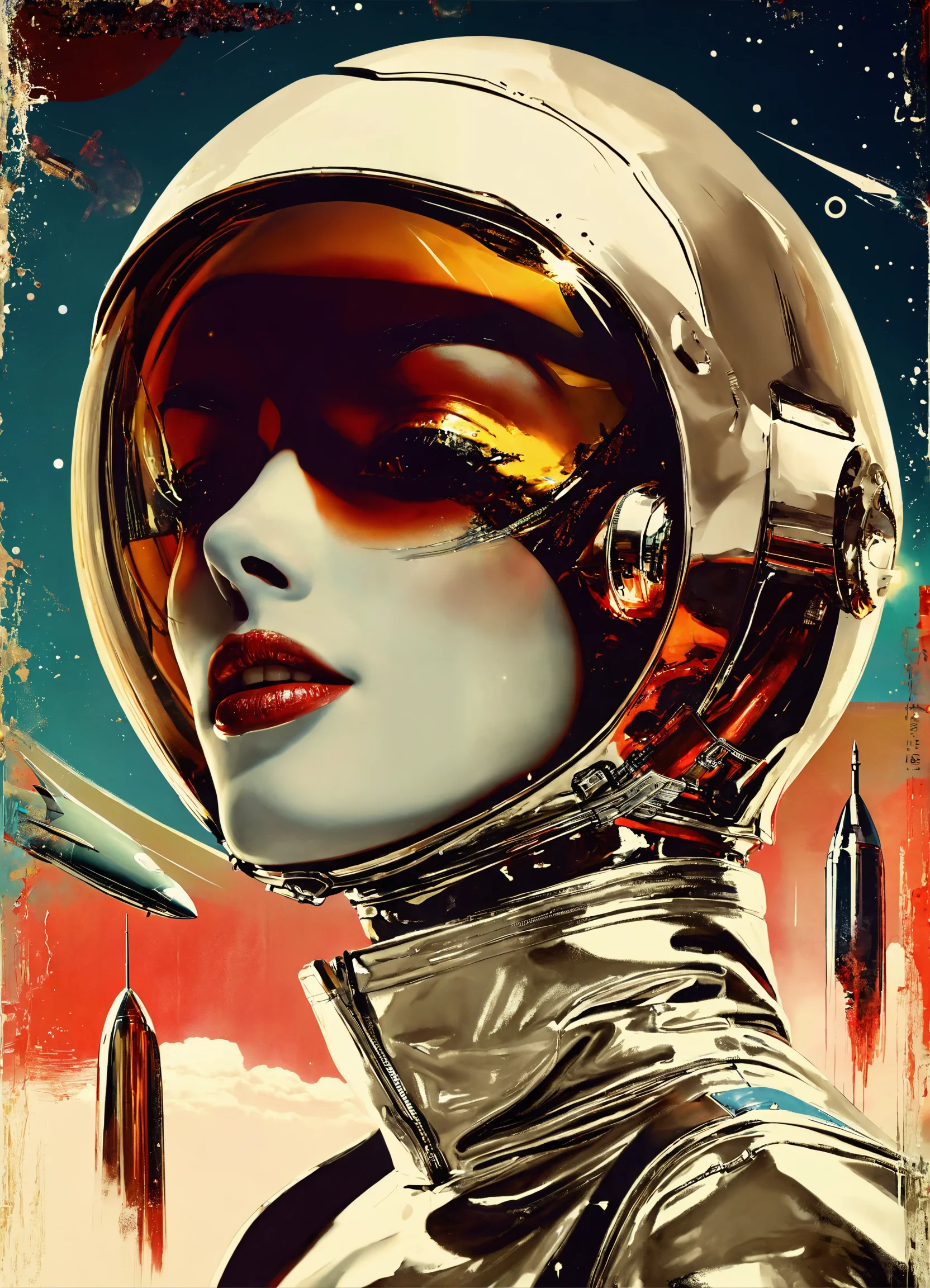 Lexica - Metallic shades A quantic vintage Futurist, Space rocket air ...