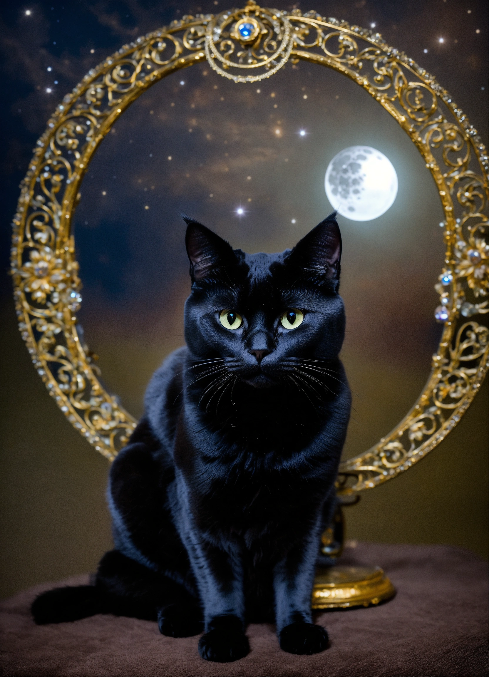 Lexica - Luna the cat in real life with crecent moon headpiece, real ...