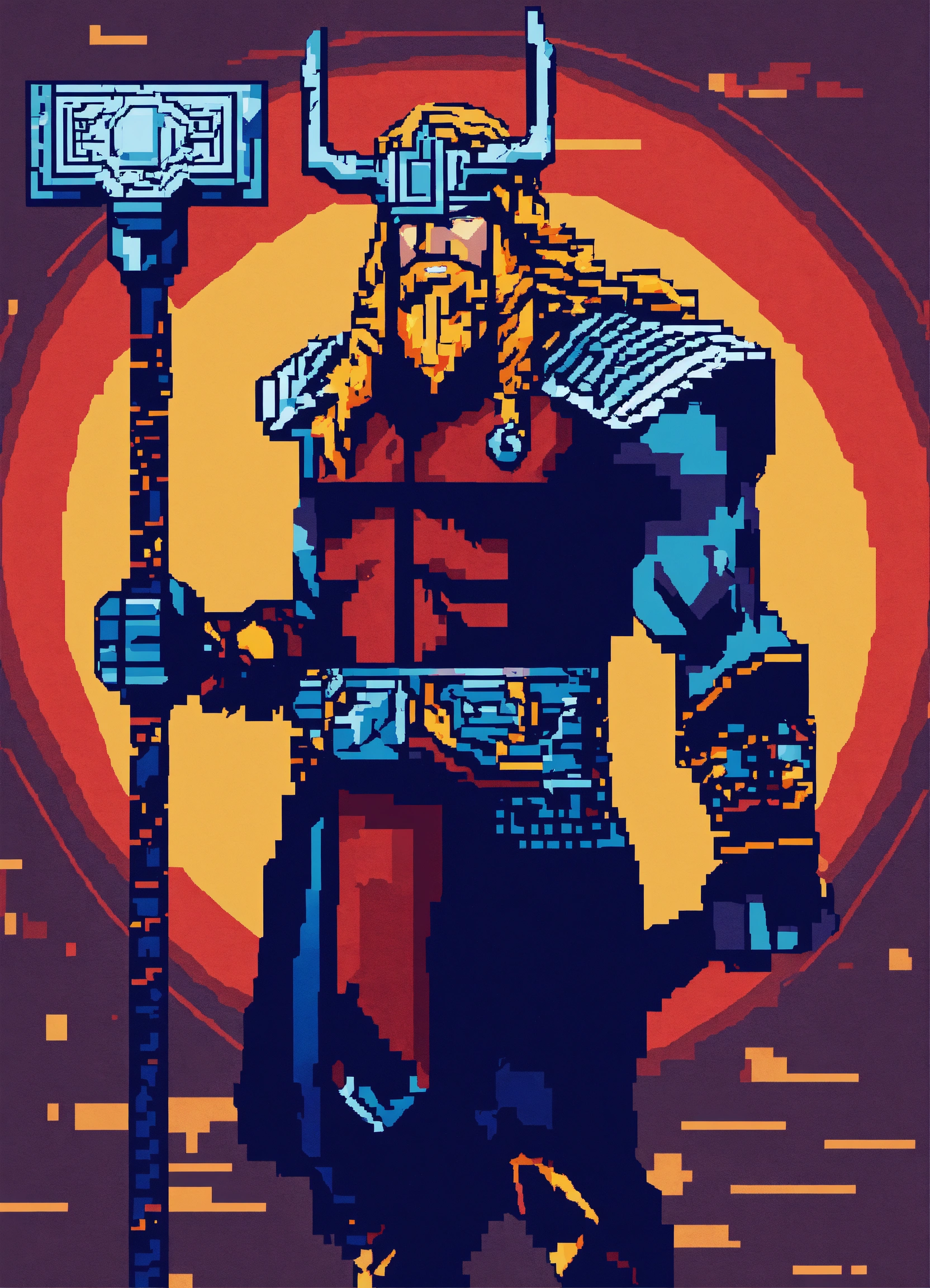 Lexica - Norse god thor, pixel art