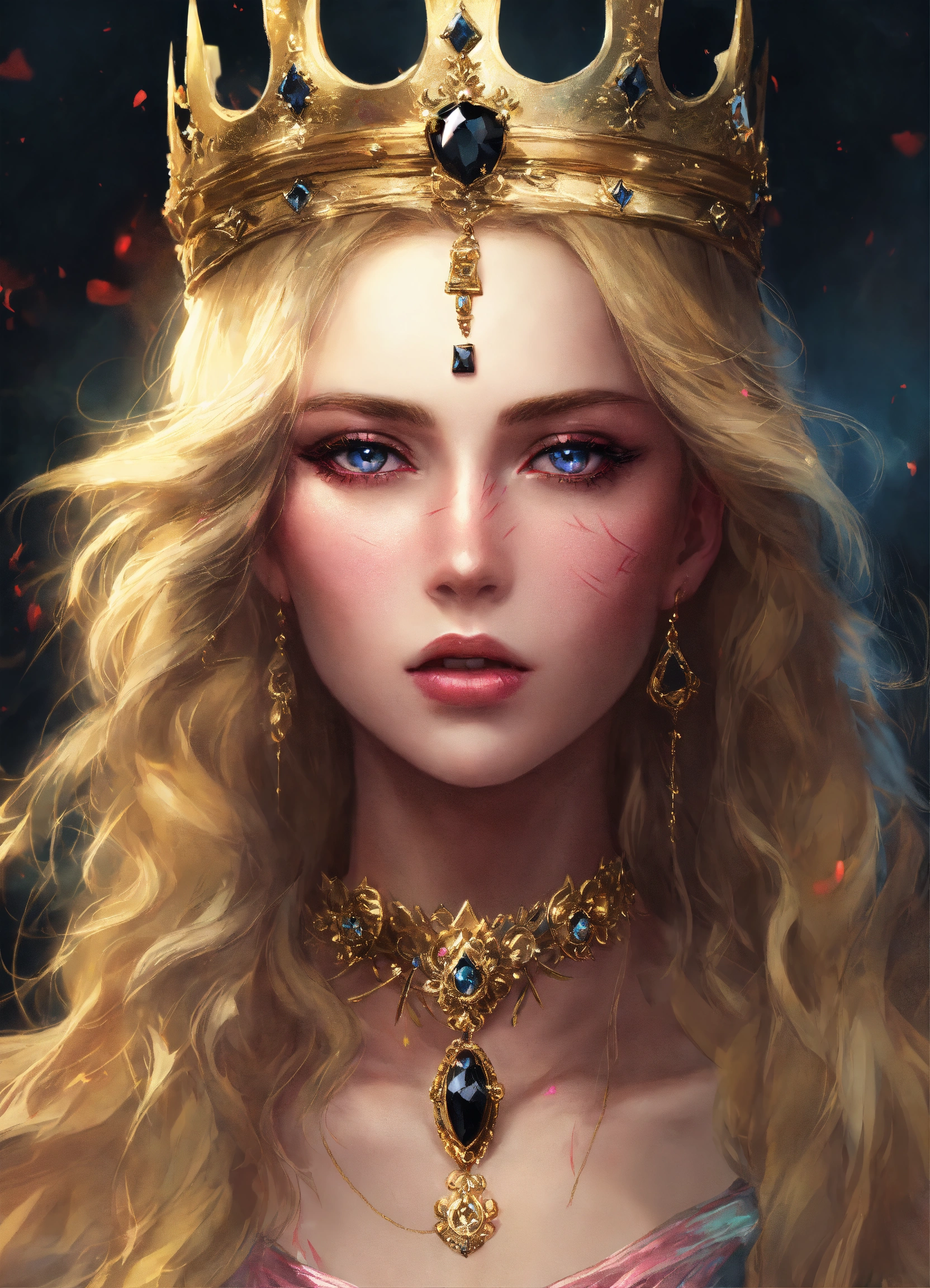 Lexica - Goddess queen, blonde hair wearing a crown with black diamonds ...