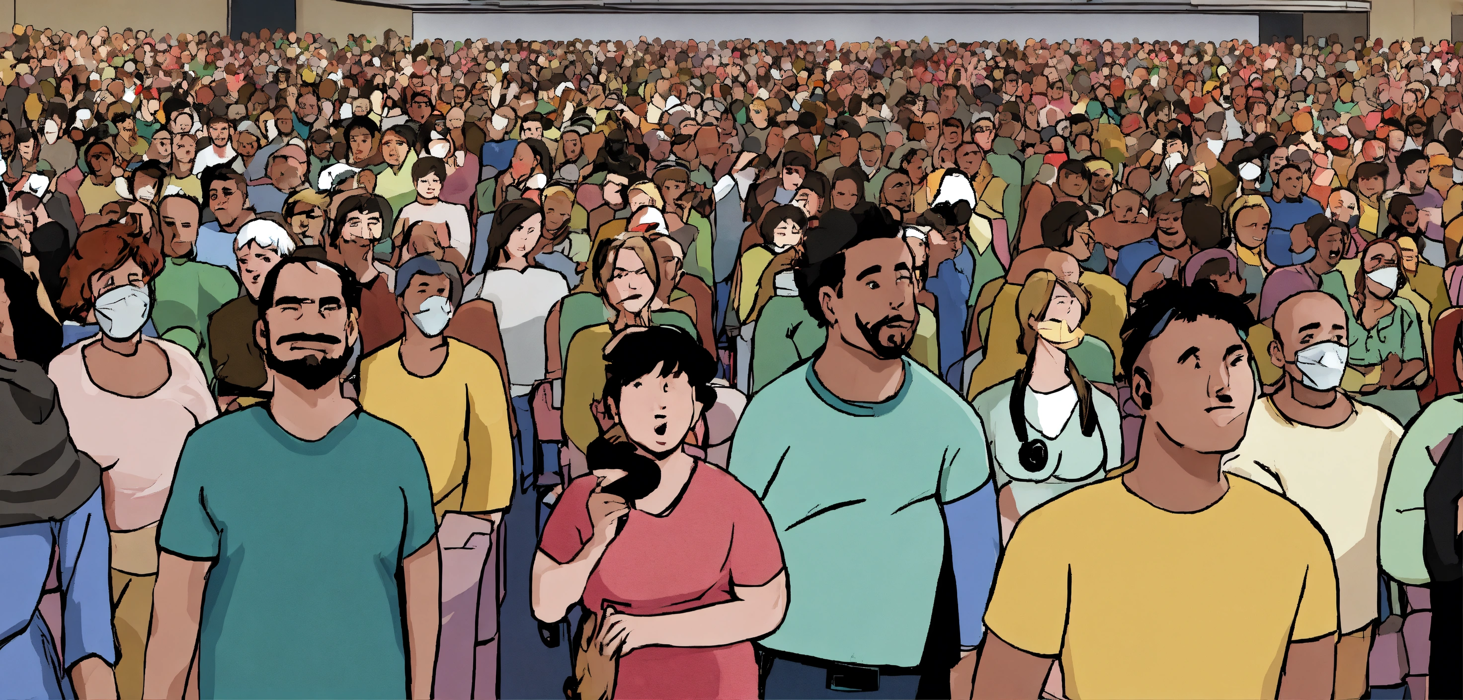 Lexica - Lots of people, giving a standing ovation, crowd, comic