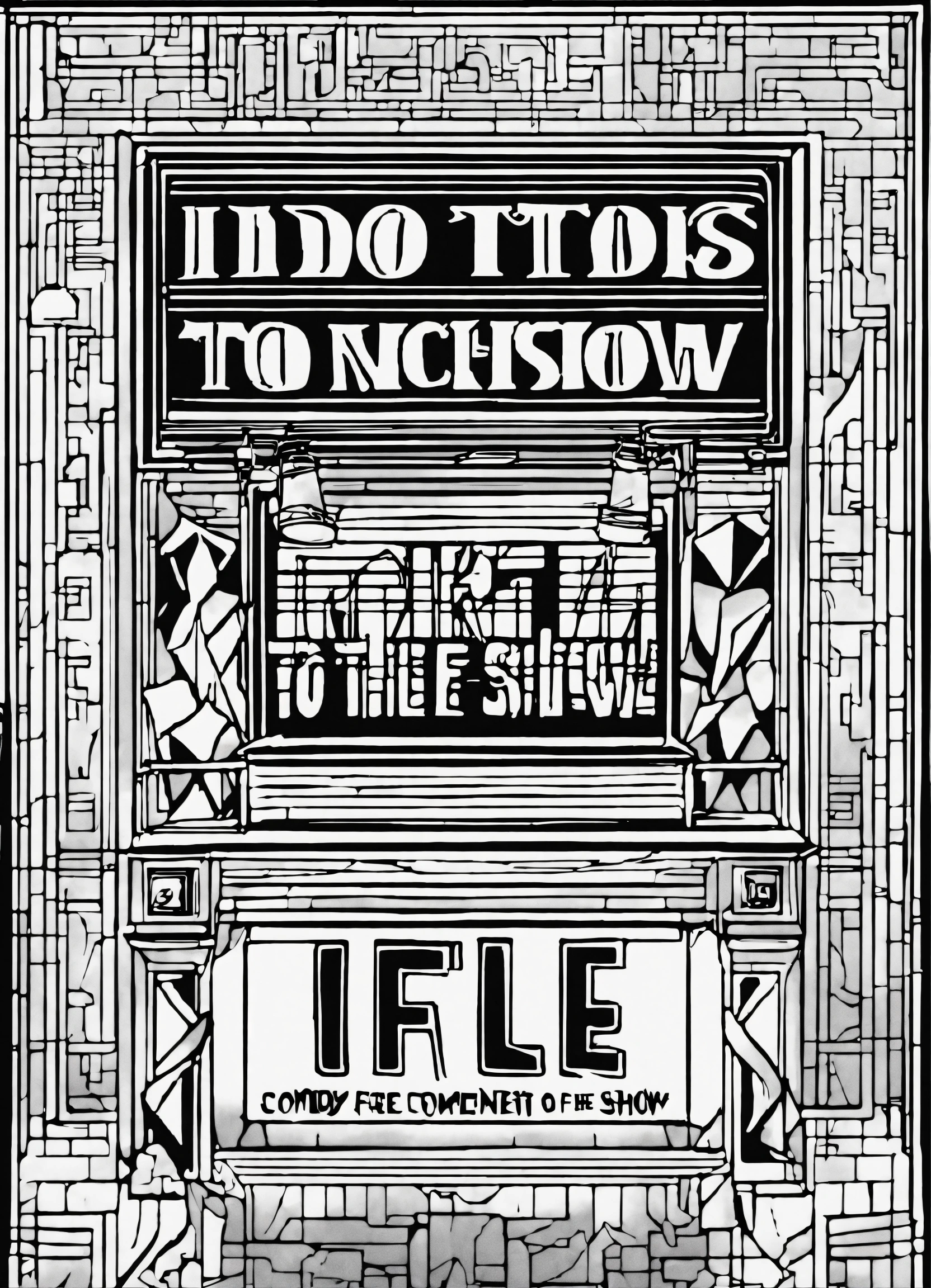 Lexica - Coloring page for adults, bold lines, dark lines, sign with a ...