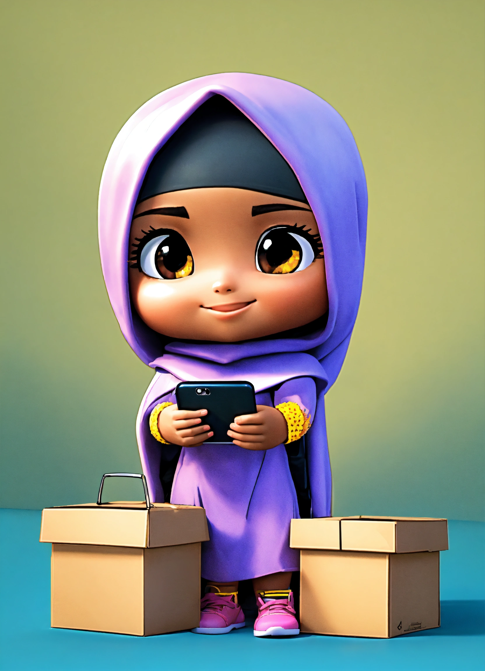Lexica - Little hijab girl, muslim superhero, no eyes, cartoon, 3D ...