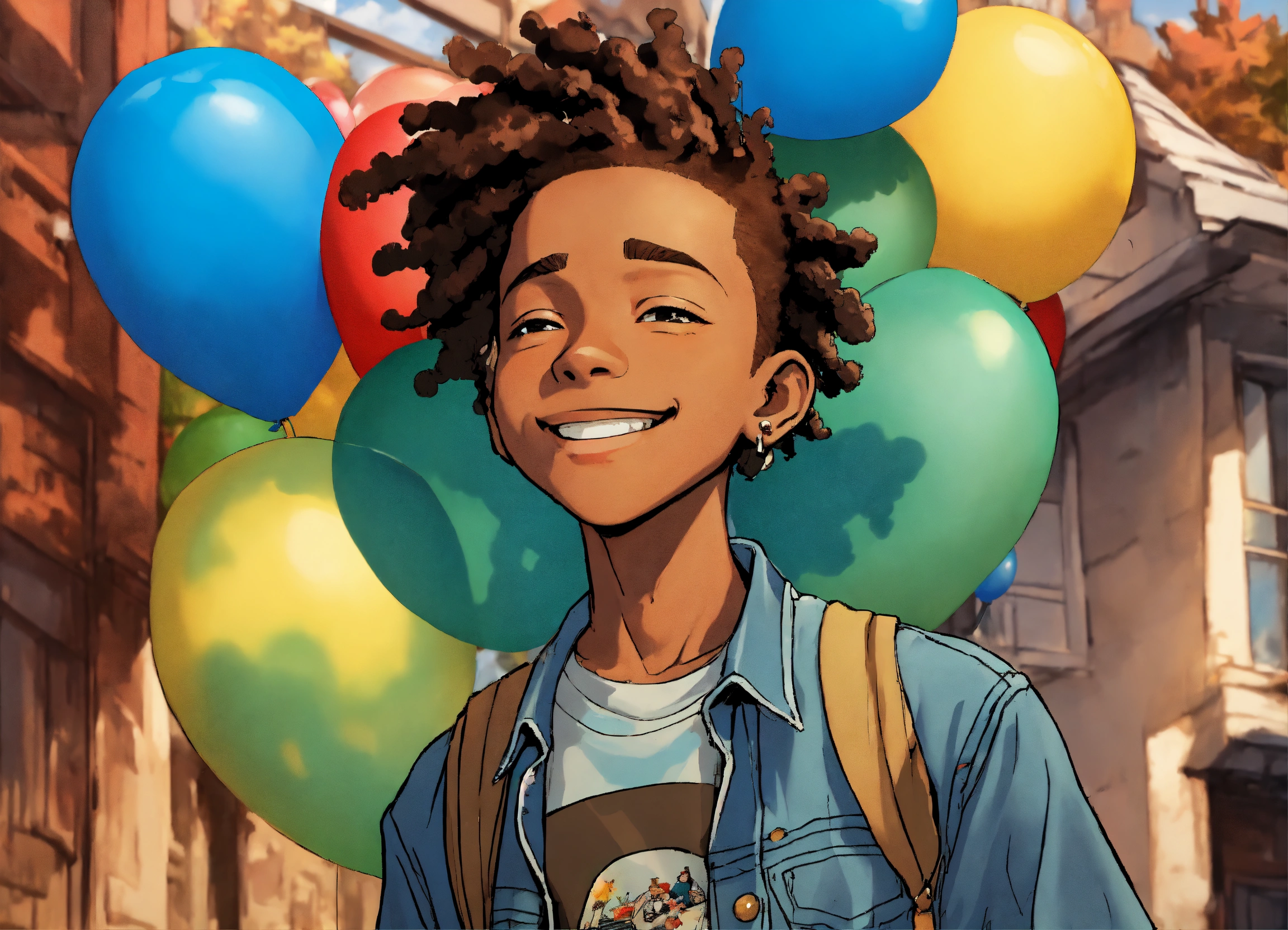 Lexica - The boondocks storybook style art, smiling 14 year old black ...