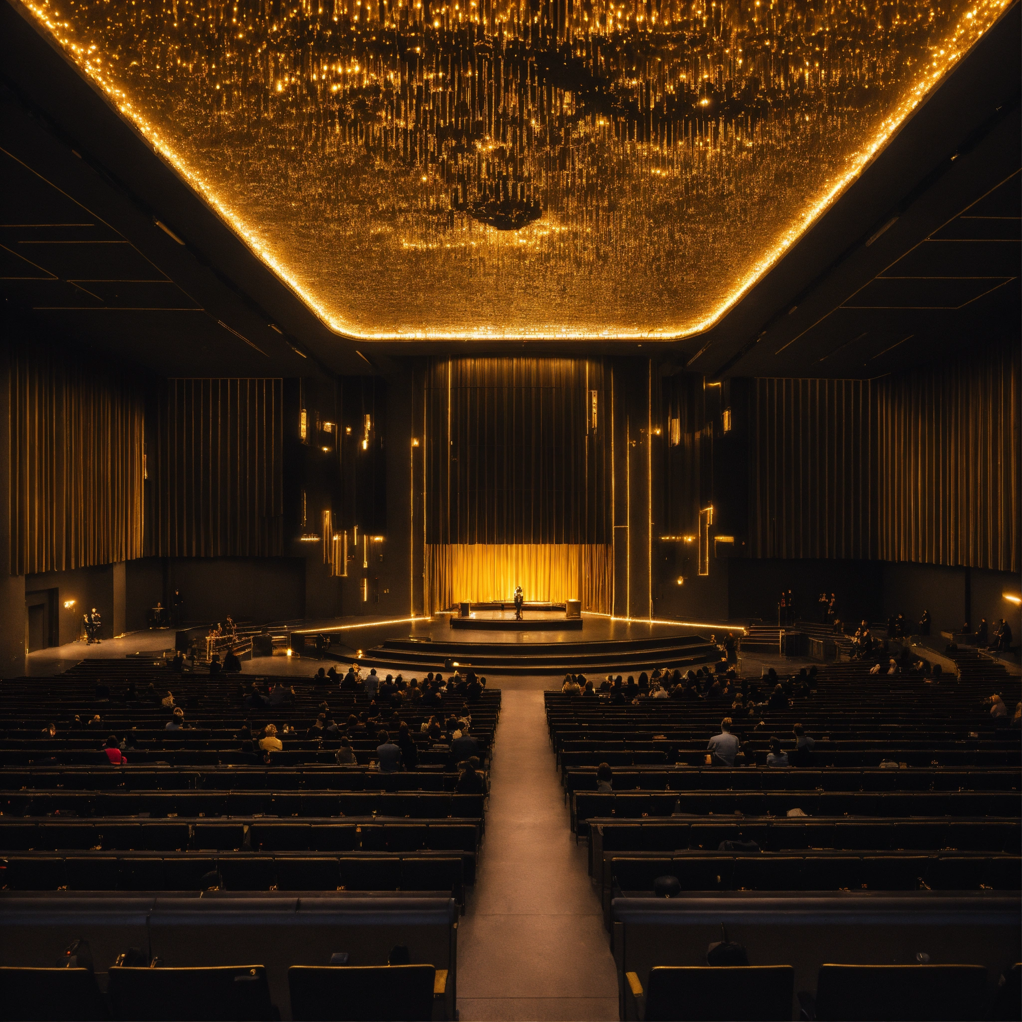 Lexica - A dark futuristic dark dark black auditorium with many ...