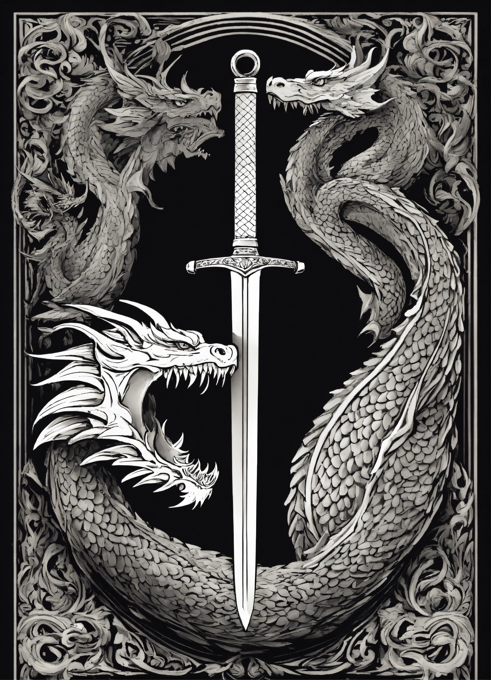 Lexica - Low-detailed simple ring-shaped monochrome sword pattern in ...