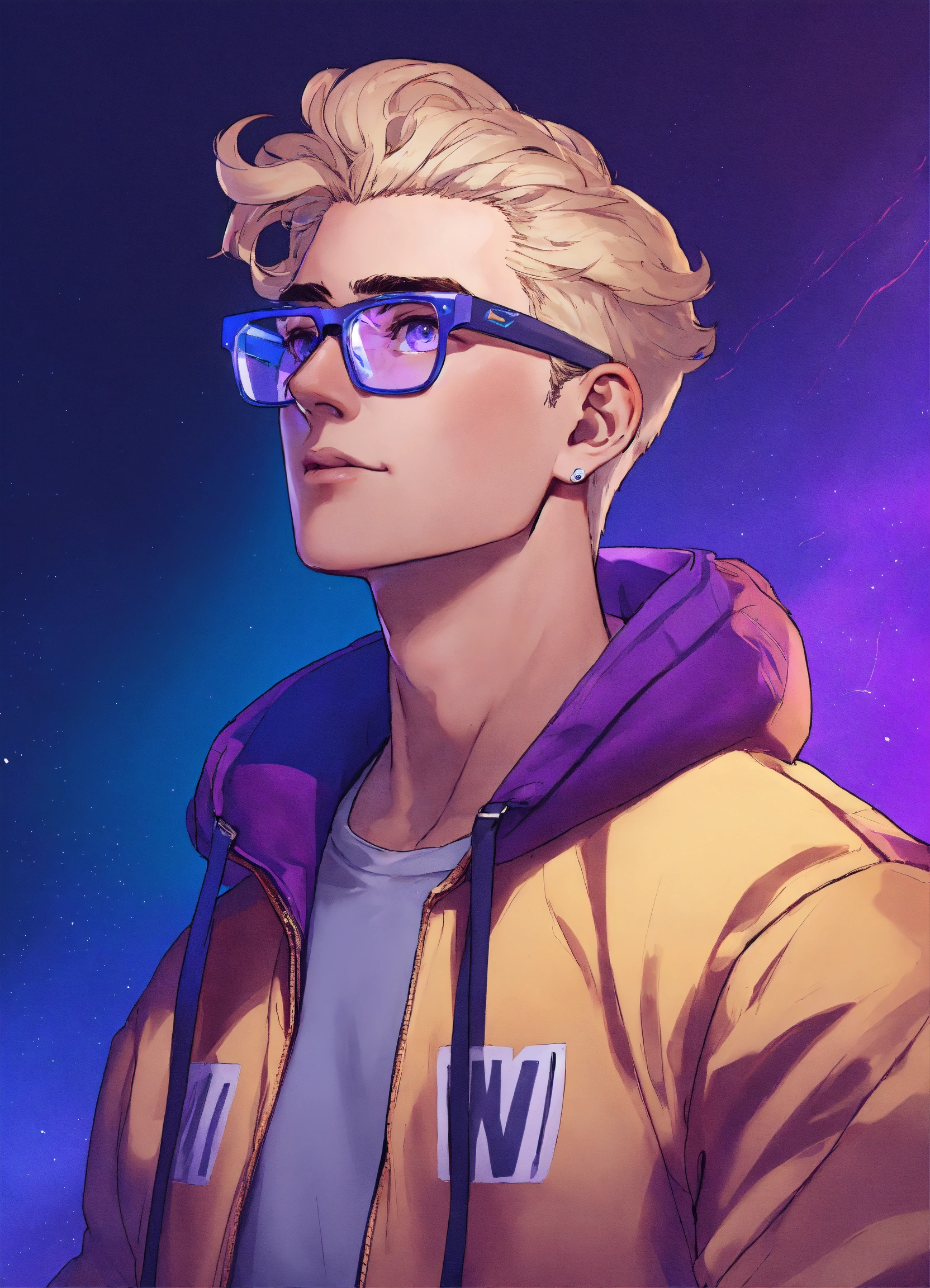 Lexica - A male gaming streamer, blonde hair, clean shaved, short wavy ...