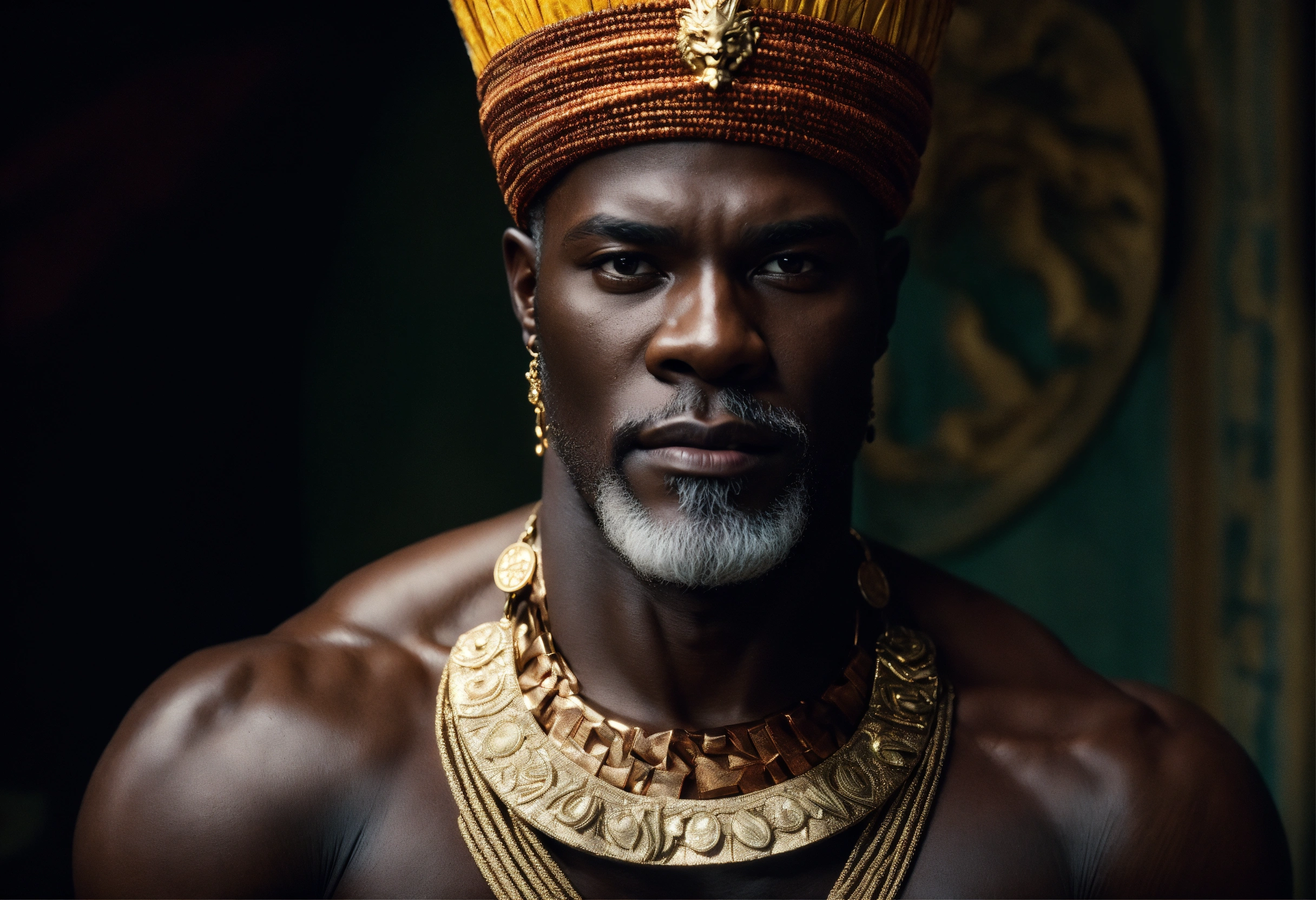 Lexica - Portrait of a stunningly beautiful middle age ghanaian king in ...
