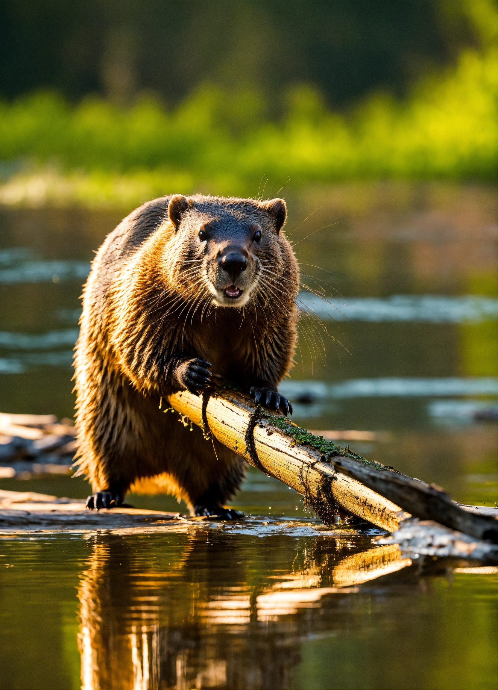 Lexica - A beaver carrying a long log