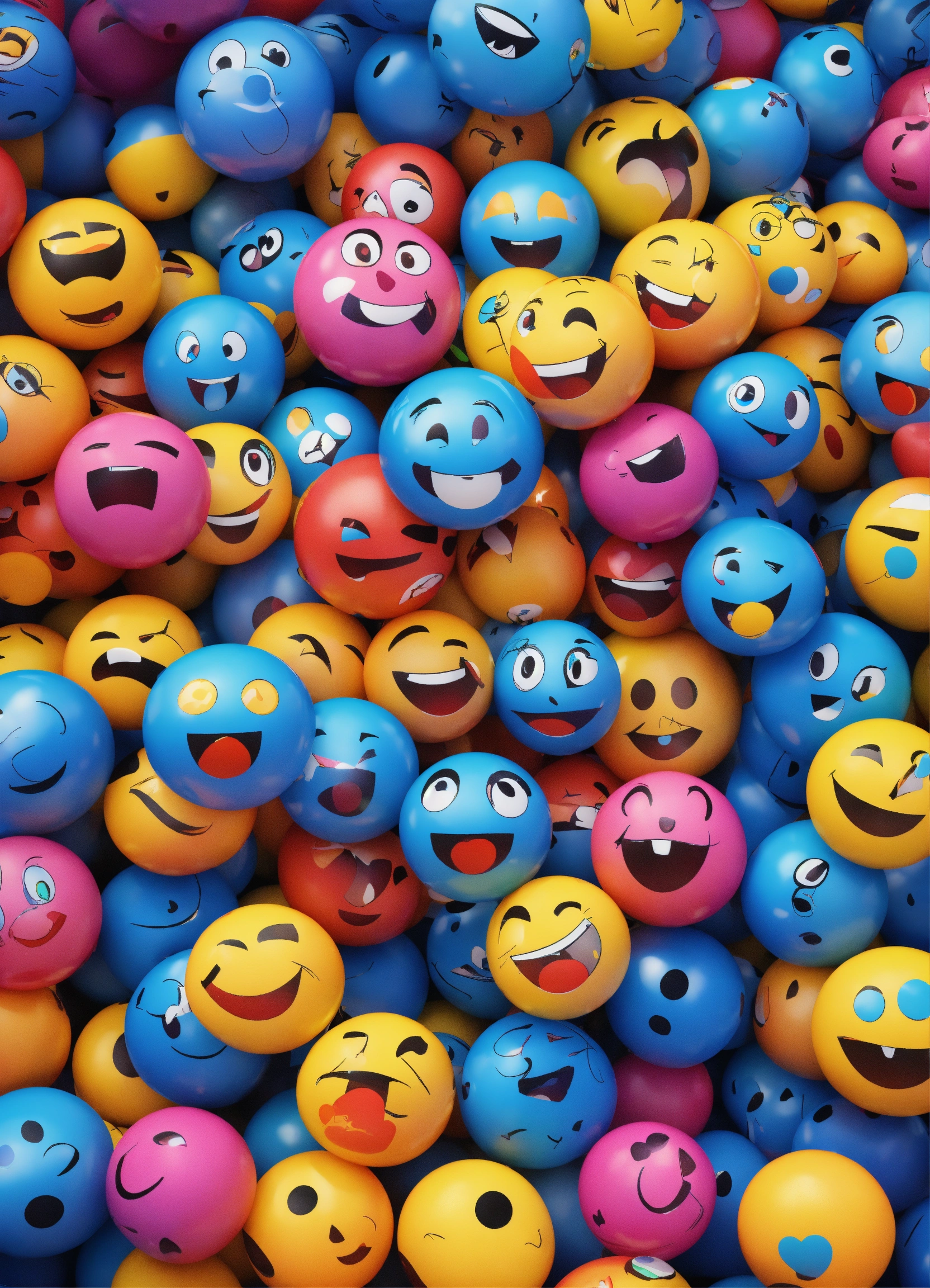 Lexica - 3D crazy emoticons with lots of color, on a dark blue background.