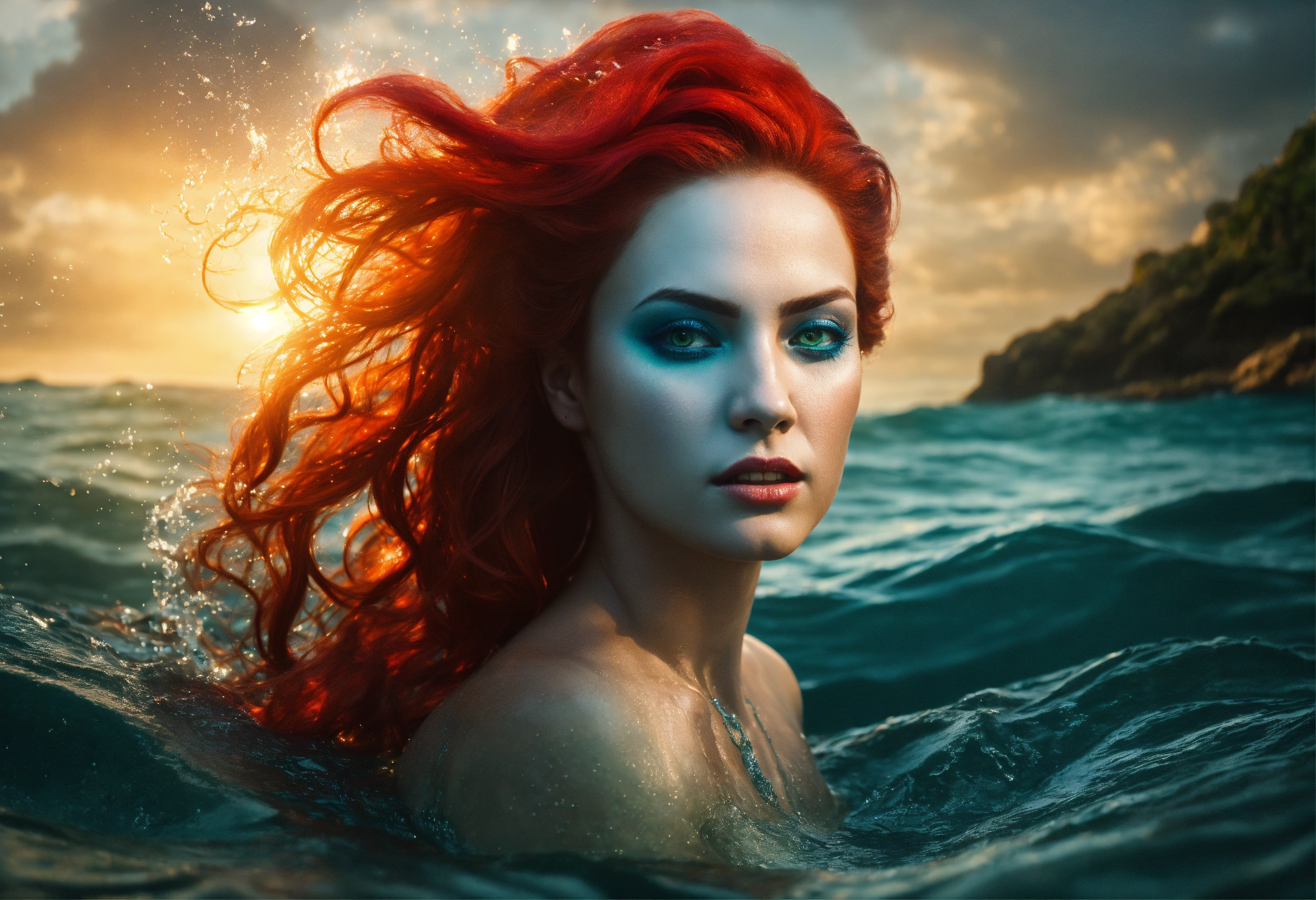 Lexica - Create a 4k detailed stereoscopic photo of an evil mermaid ...