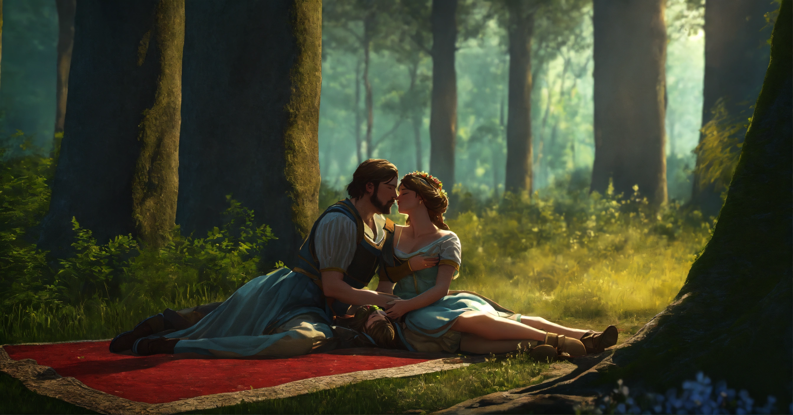 Lexica - Ancient European a couple laying down on ground, hug each ...