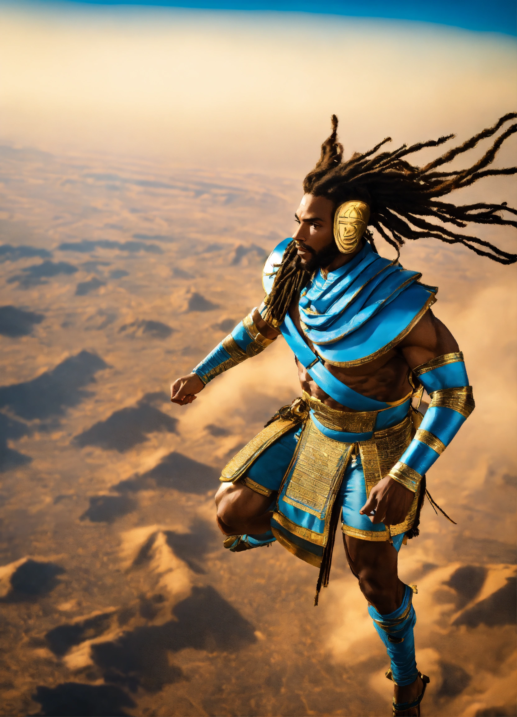 Lexica - Dramatic aerial photograph of a muscular African Pharaoh with ...