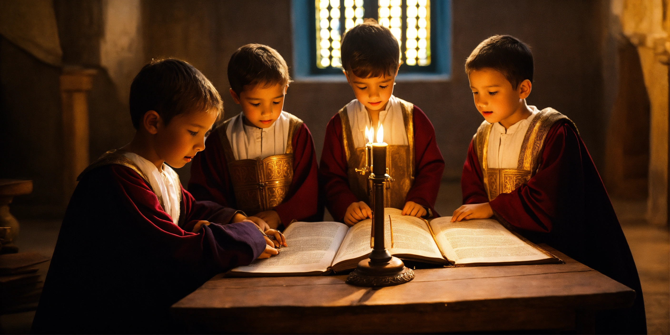 Lexica - Children in the class learn Torah in the Middle Ages
