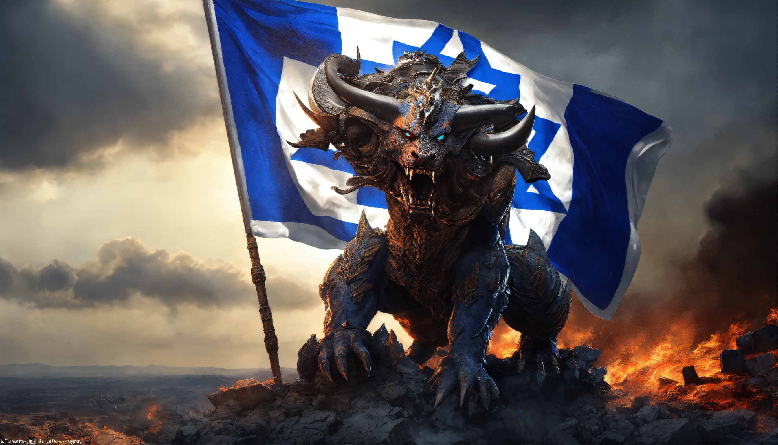 Lexica - Evil demonic Israel demon with an Israeli flag beast with an ...