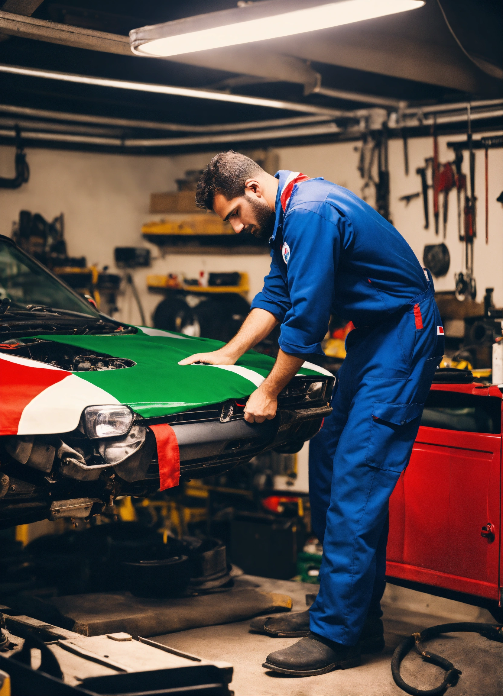 Lexica - An Italian car mechanic working in his workshop with the ...