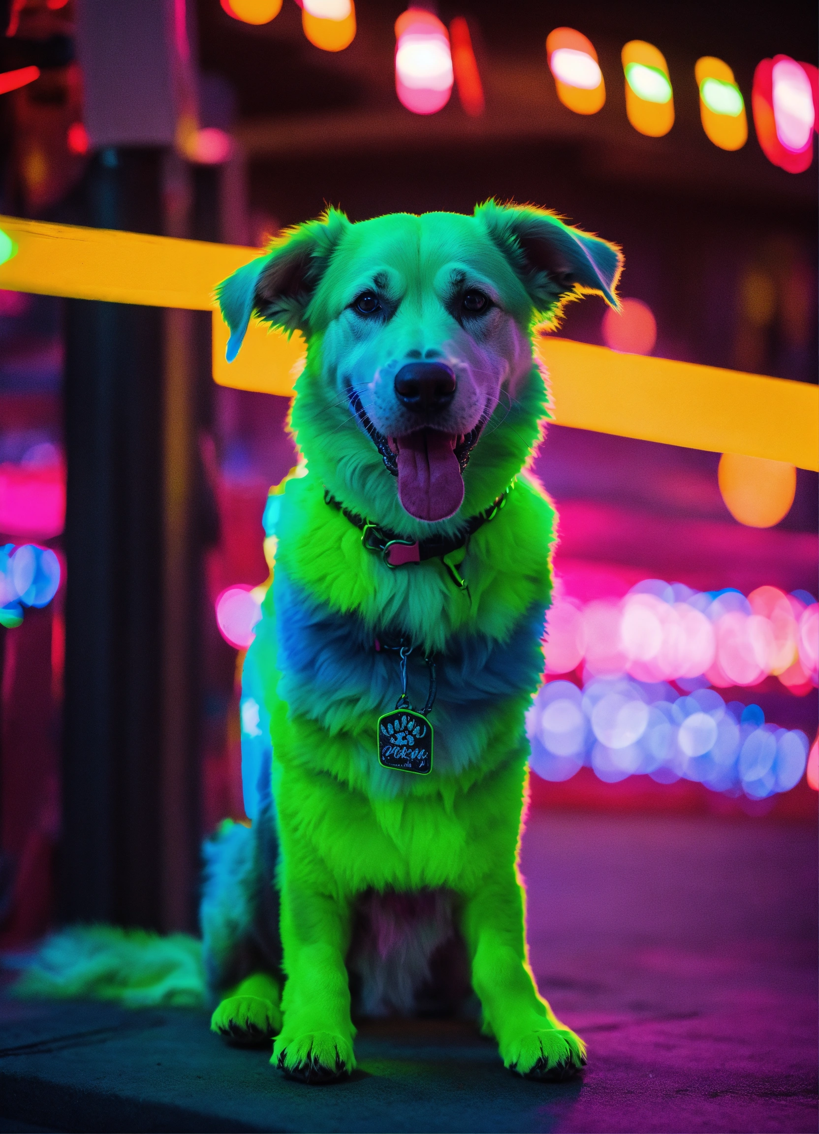 Lexica - Neon dog clapping its paws together