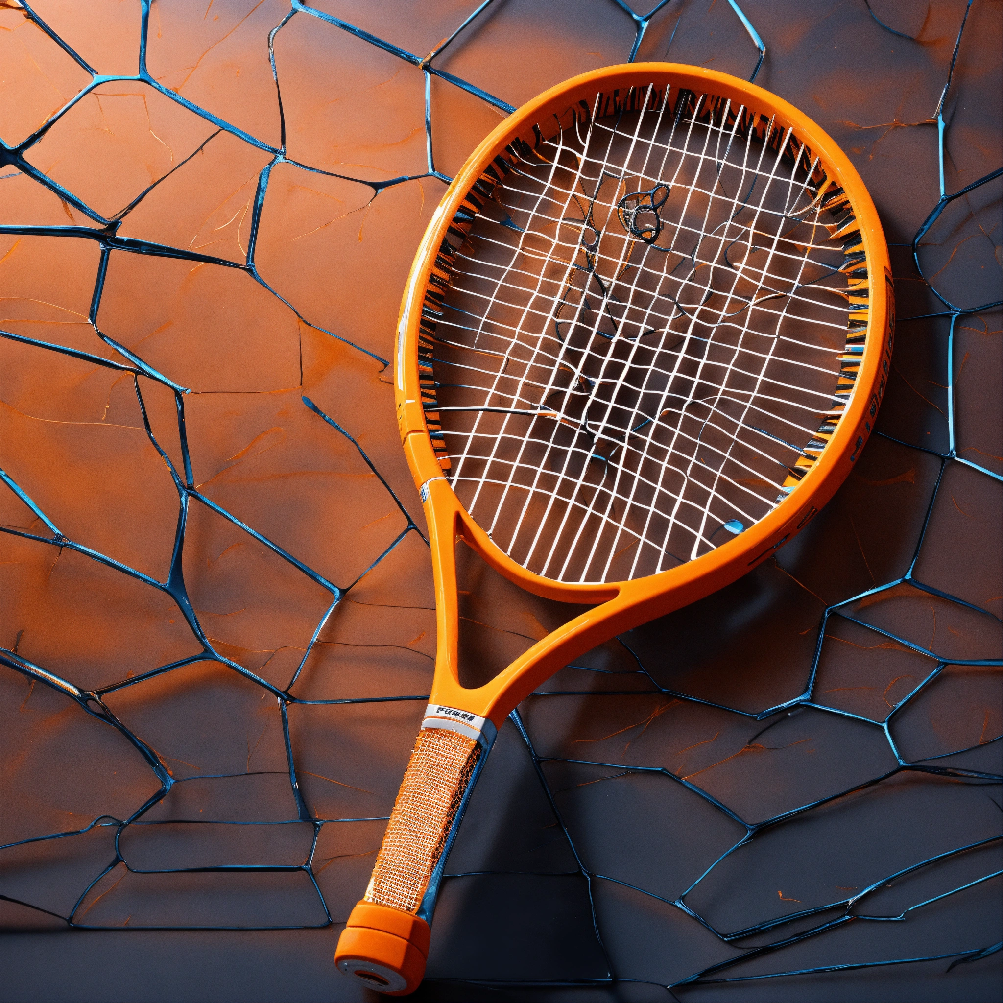 Lexica - Orange broken futuristic tennis racket