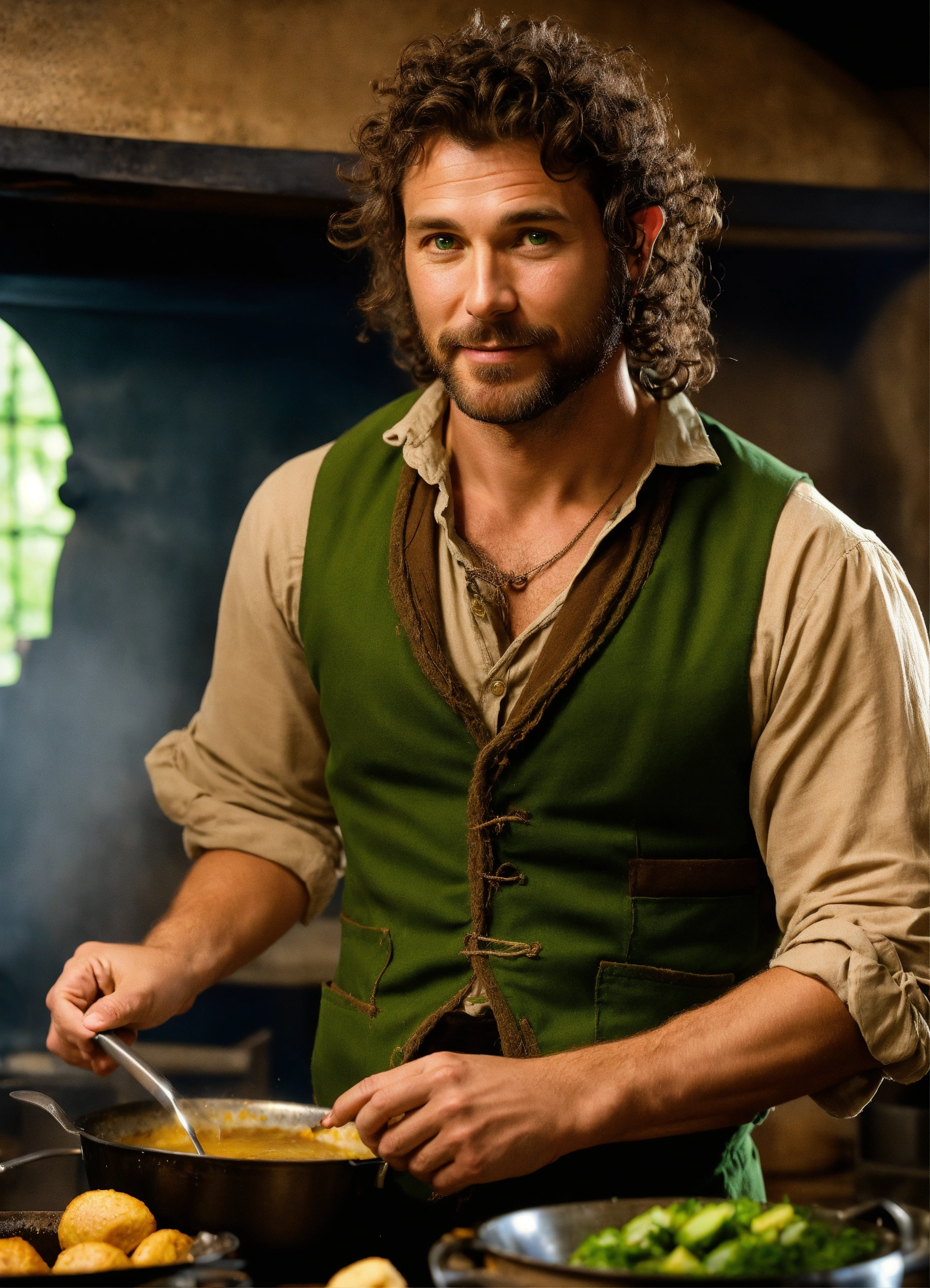 Lexica - A photographic full body image of a thin and wiry male hobbit ...