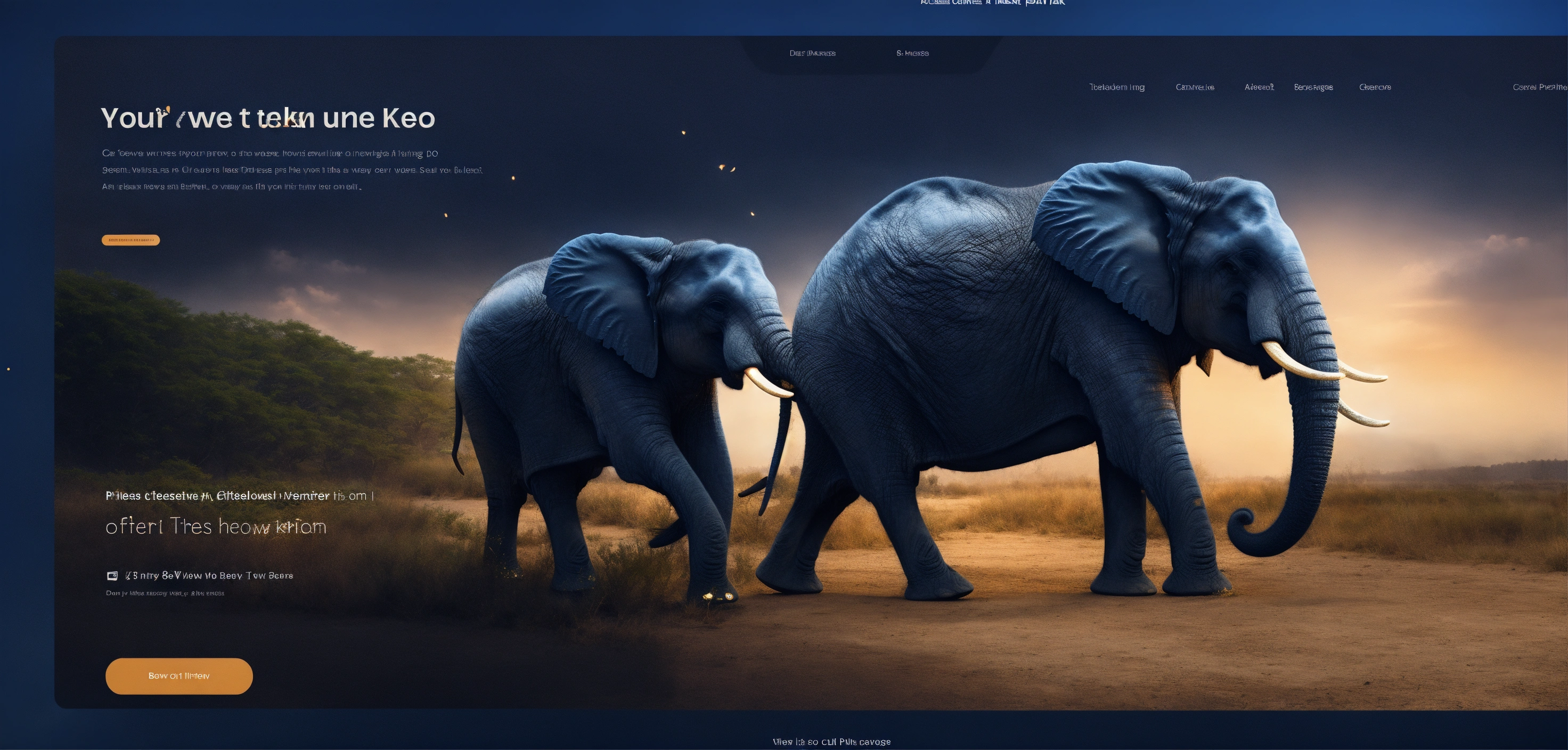 Lexica - Beautiful landing page elephant, dark blue theme, 8k