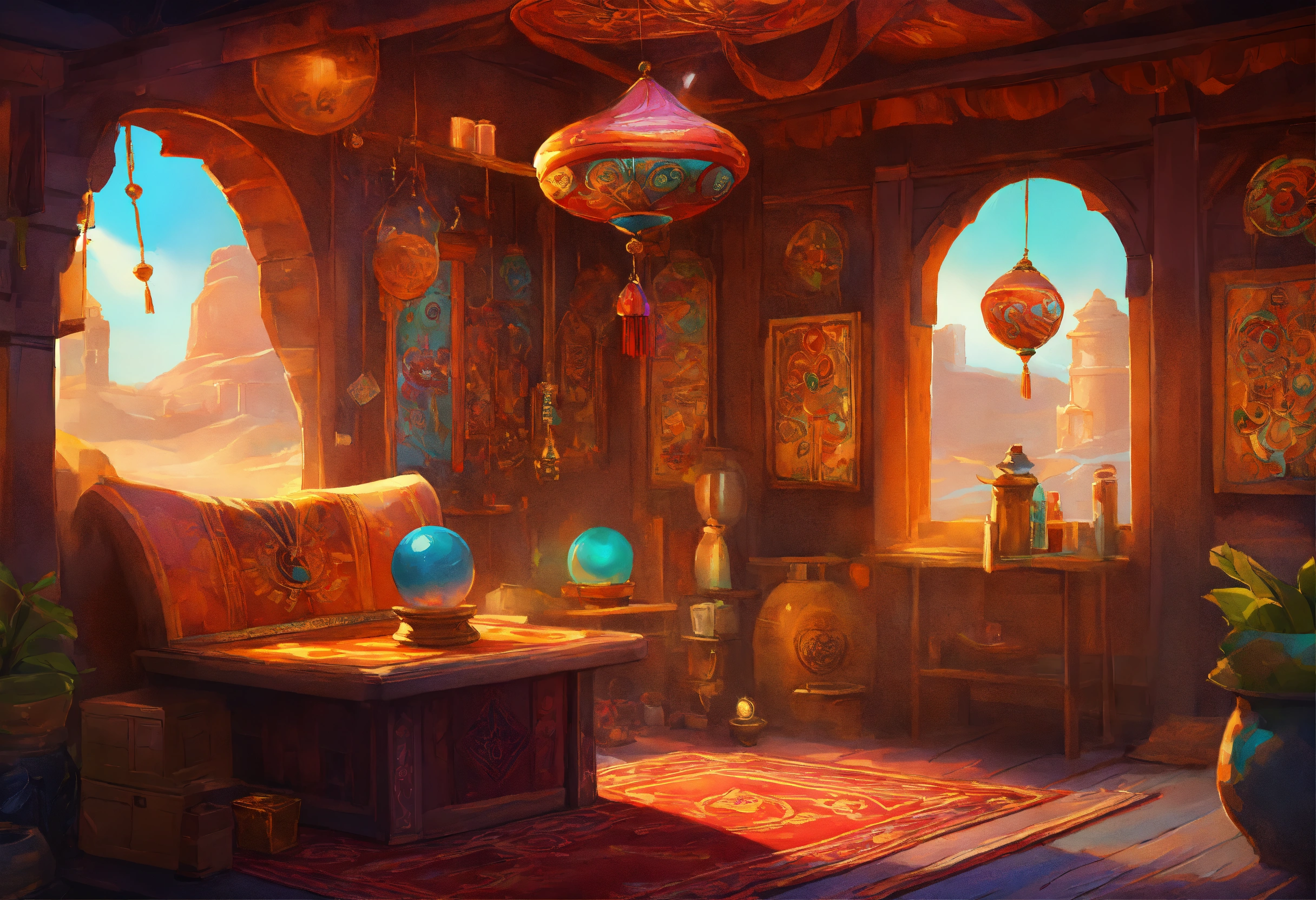 Lexica - Fortune teller interior ambient, background for the slot game ...