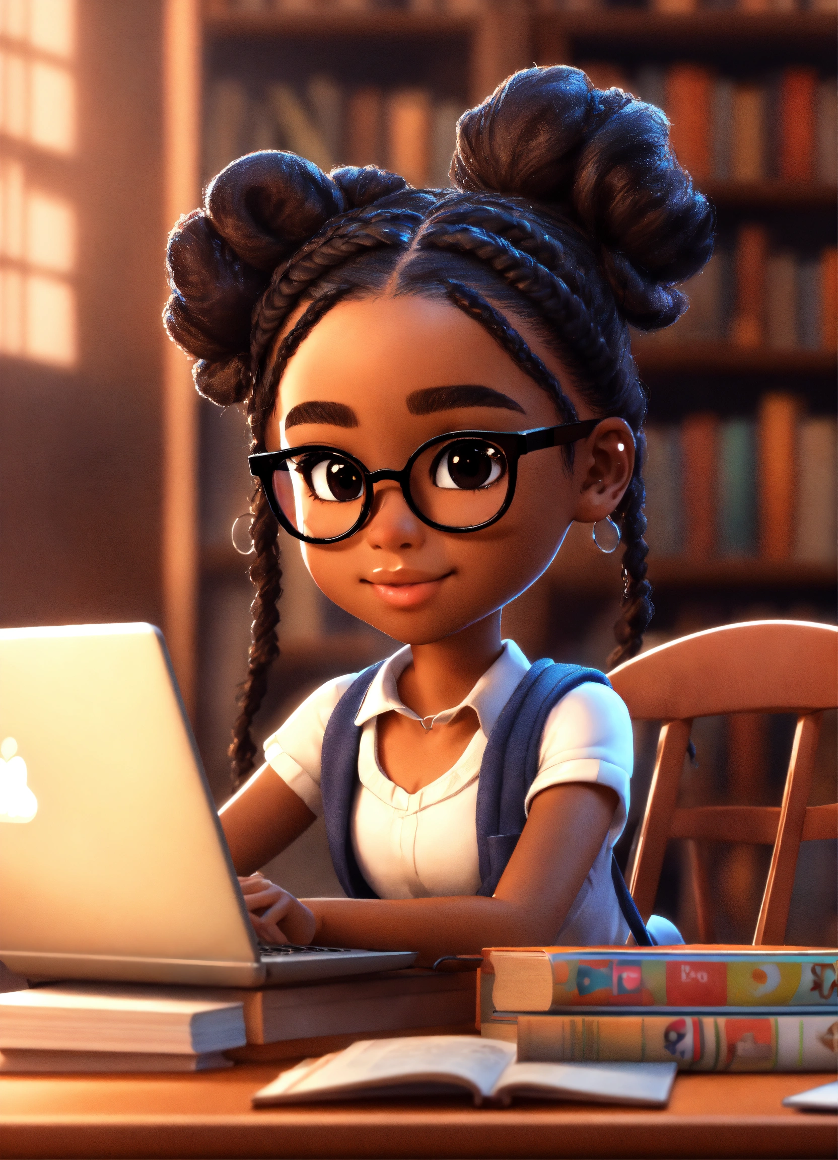 Lexica - Chibi african american girl with black hair braids pulled back ...