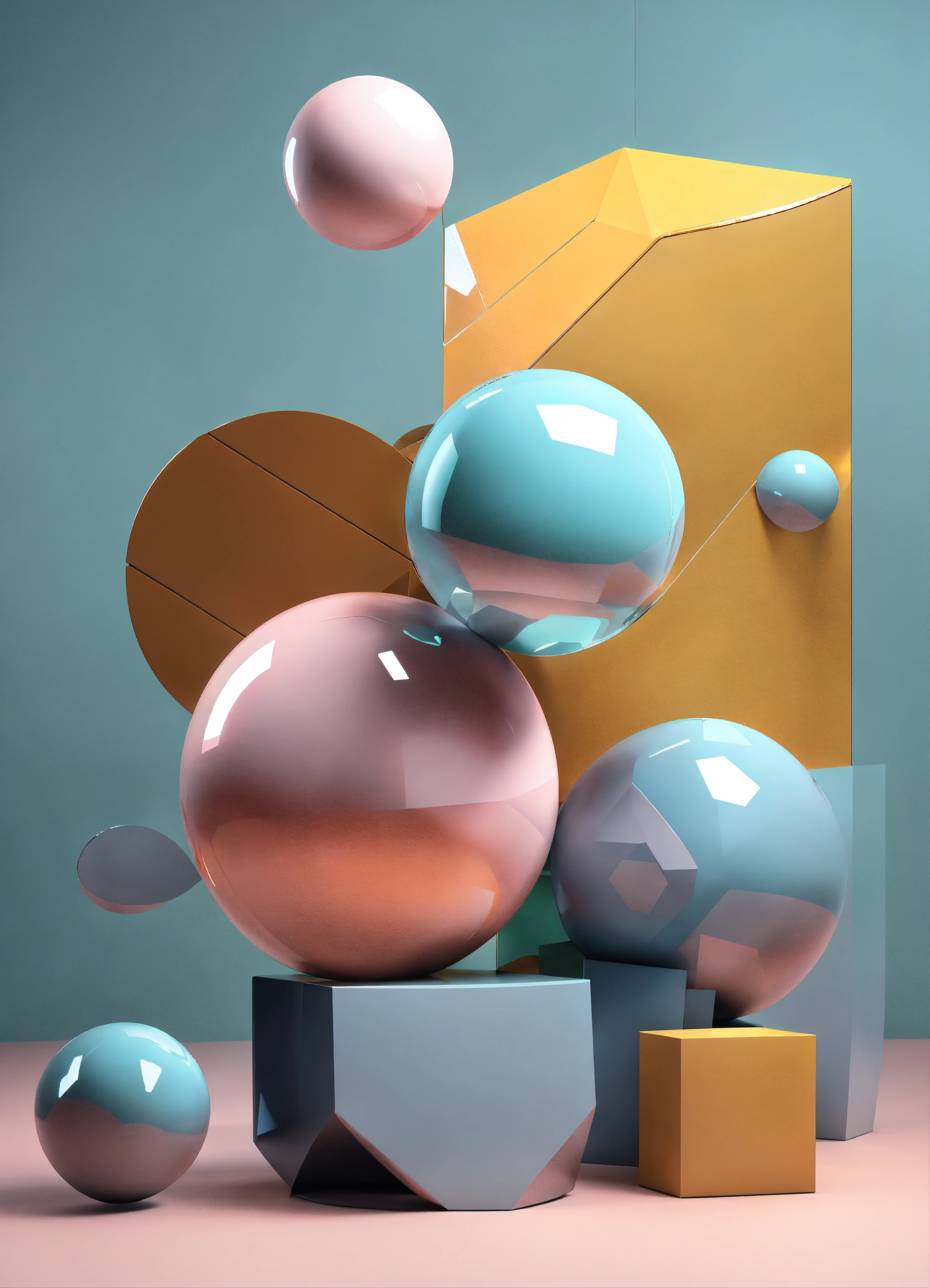 Lexica - Random geometric shapes, glassy, glossy, minimalist, 3D render, Blender, Cycles ...