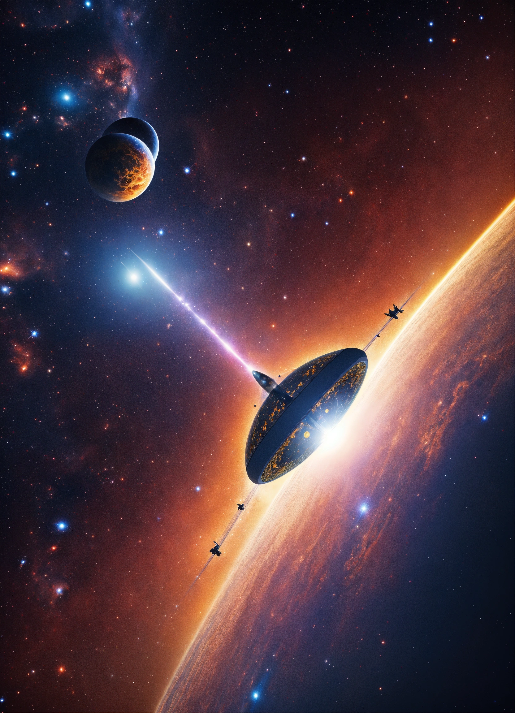 Lexica - Astroplane in cosmos approaching a wormhole.