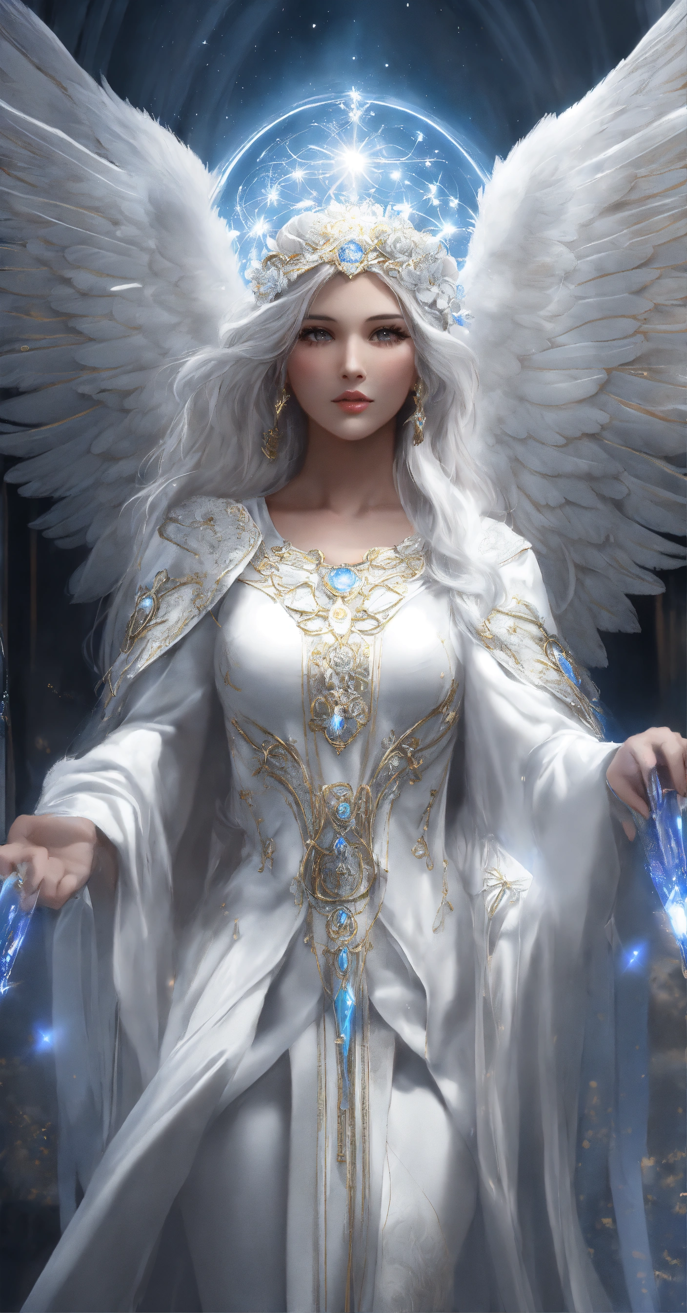 Lexica - Beautiful and perfect Angel Priestess woman with white angel ...