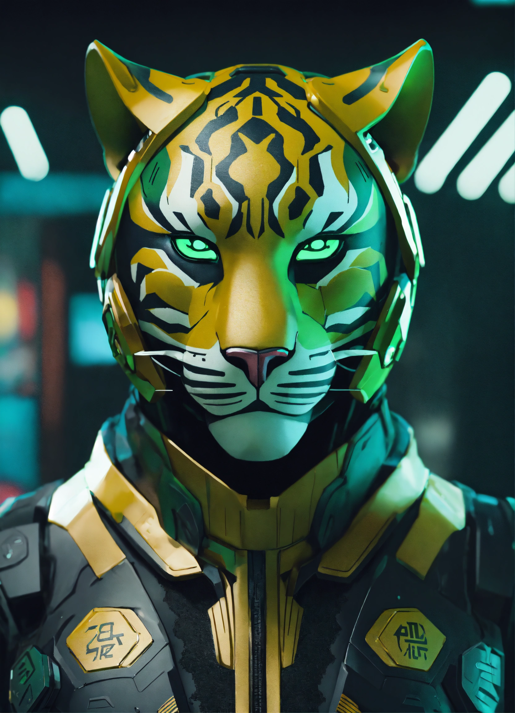 Lexica - Tiger futuristic design anthropomorphic mask Painted by Doze ...