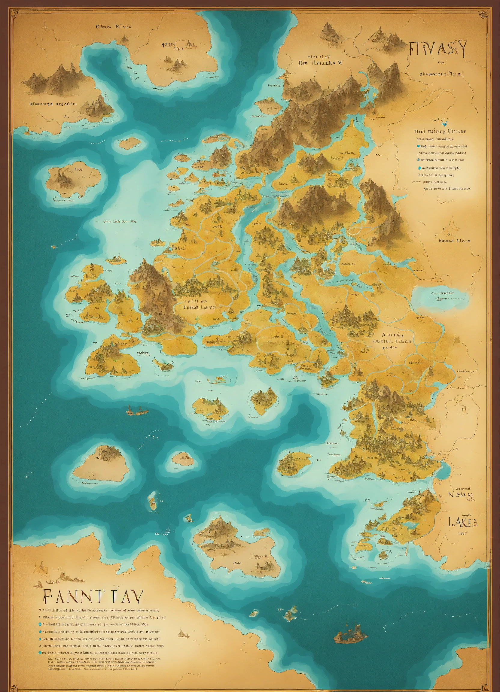 Lexica - Minimalistic Fantasy map with lakes and rivers