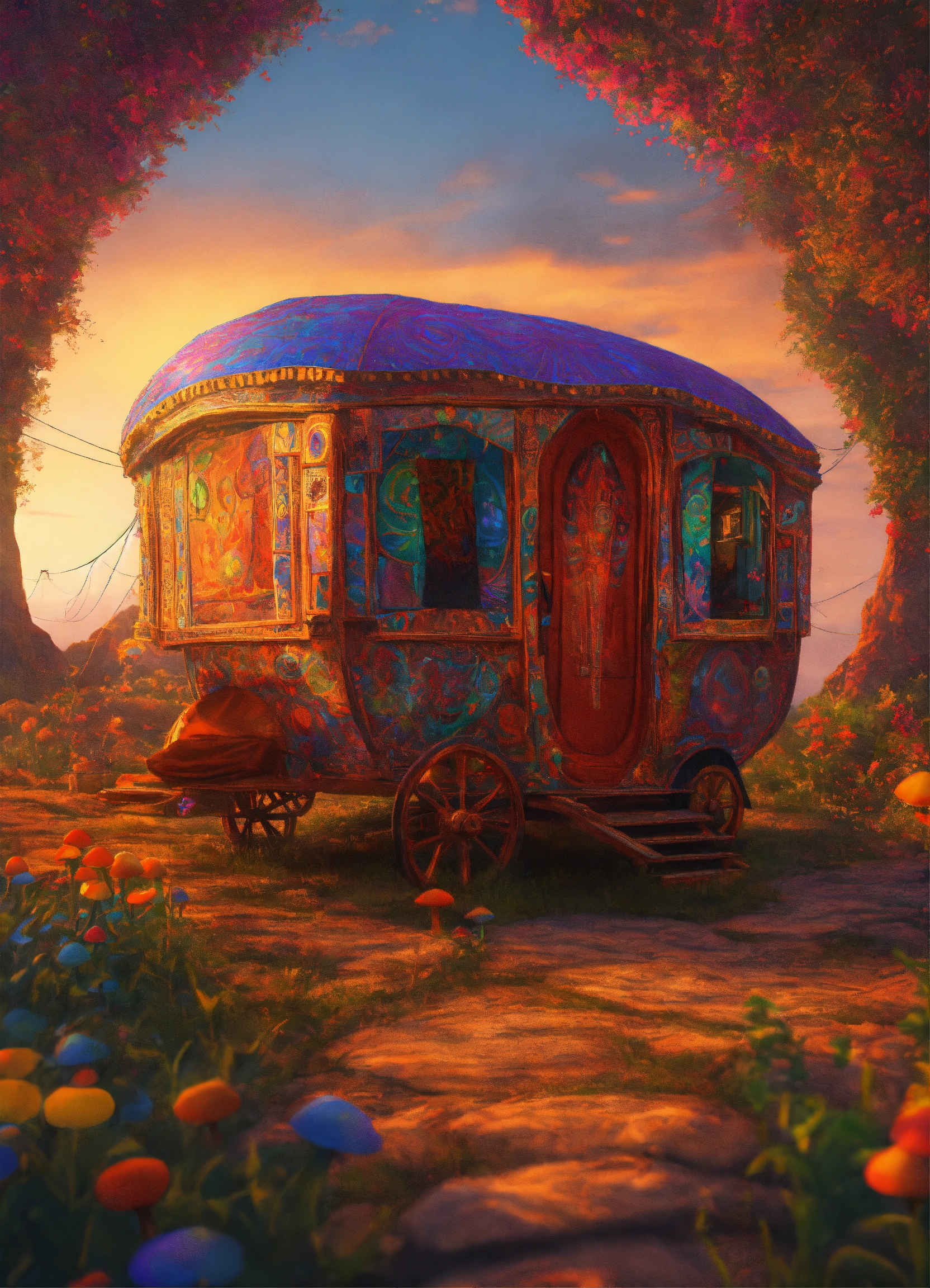 Lexica - An ancient meditative gipsy caravan in the style of alex grey ...