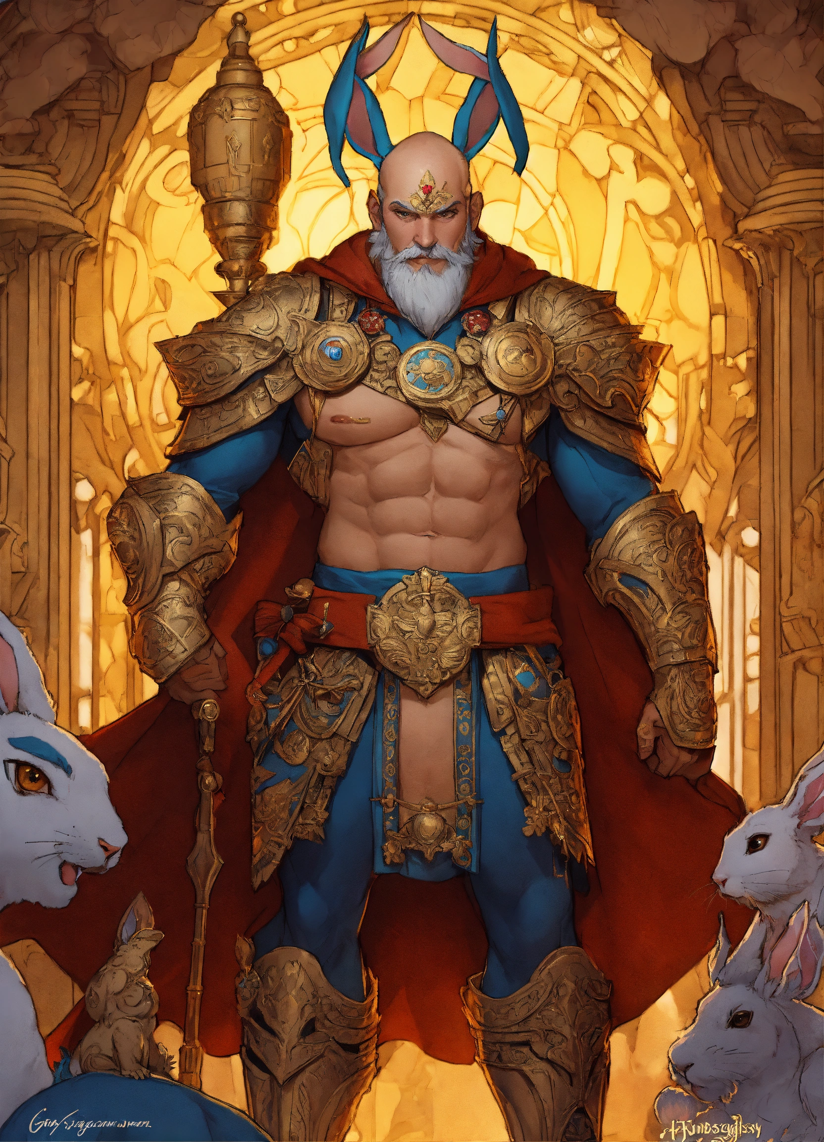 Lexica - Human King with two rabbit ear, 60 years old, fantasy, fable ...