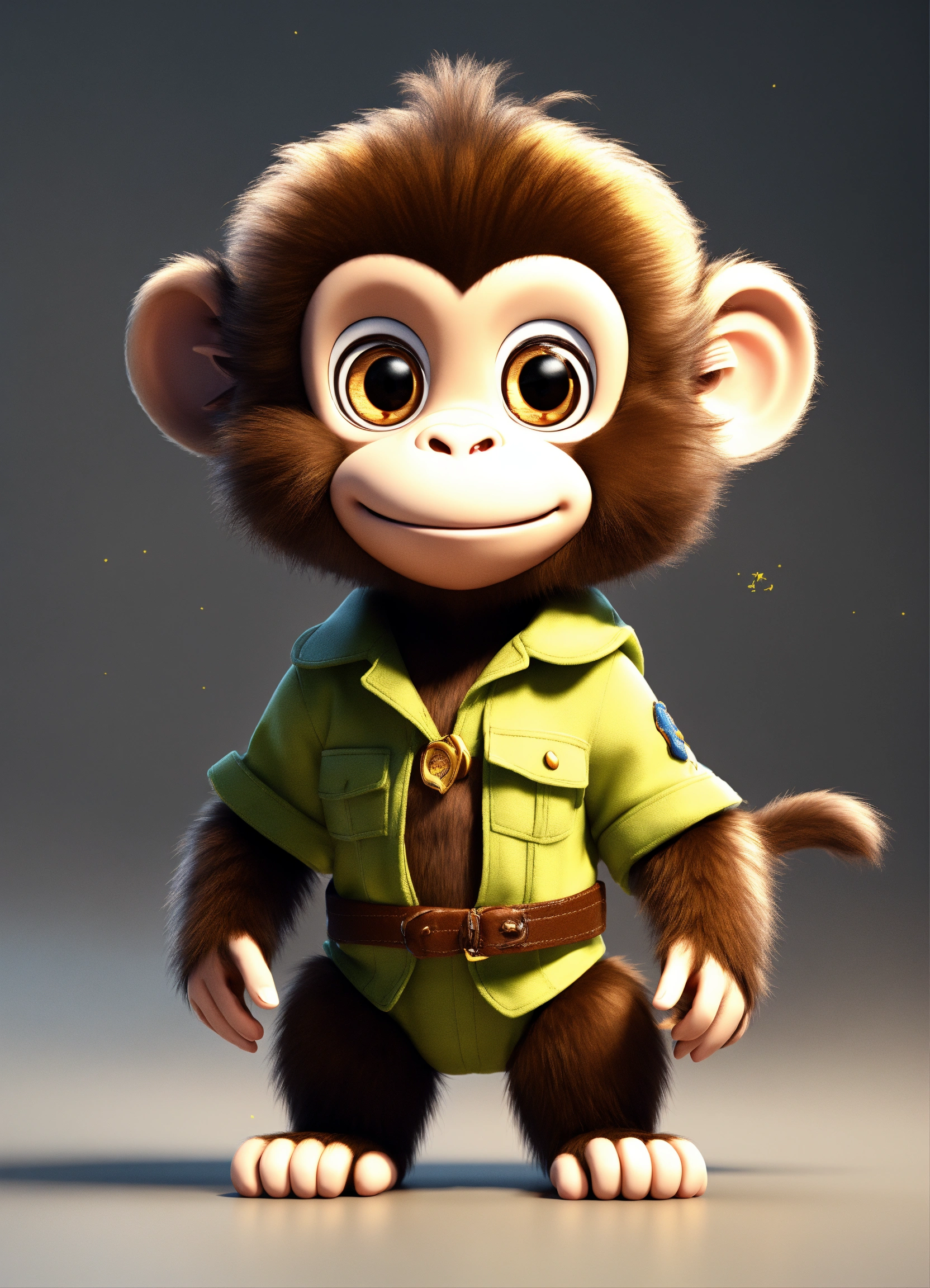 Lexica - A cute happy 3D model monkey character wearing baby Tarzan ...
