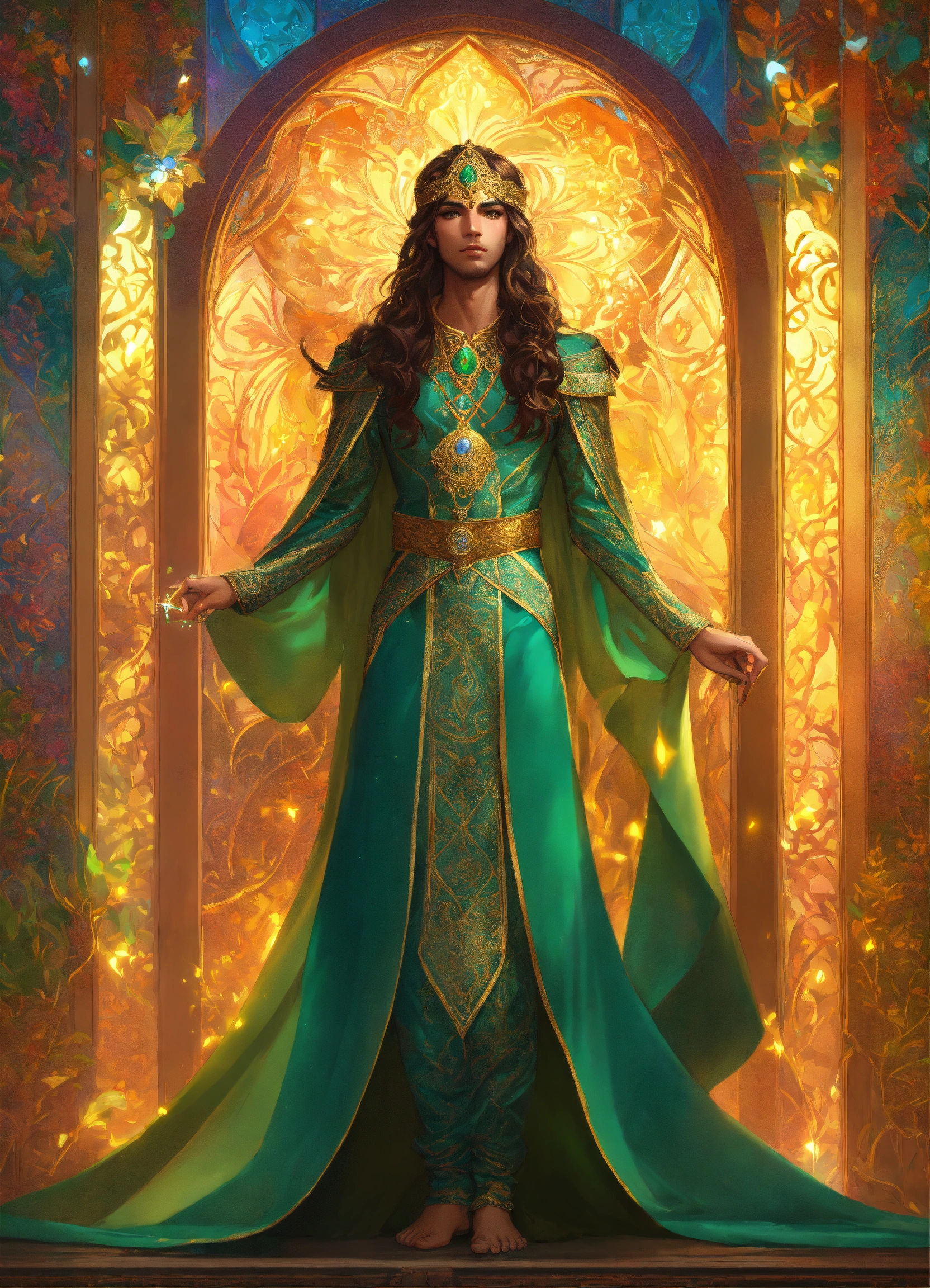 Lexica - Symmetry, full body portrait of gorgeous, persian elf male ...